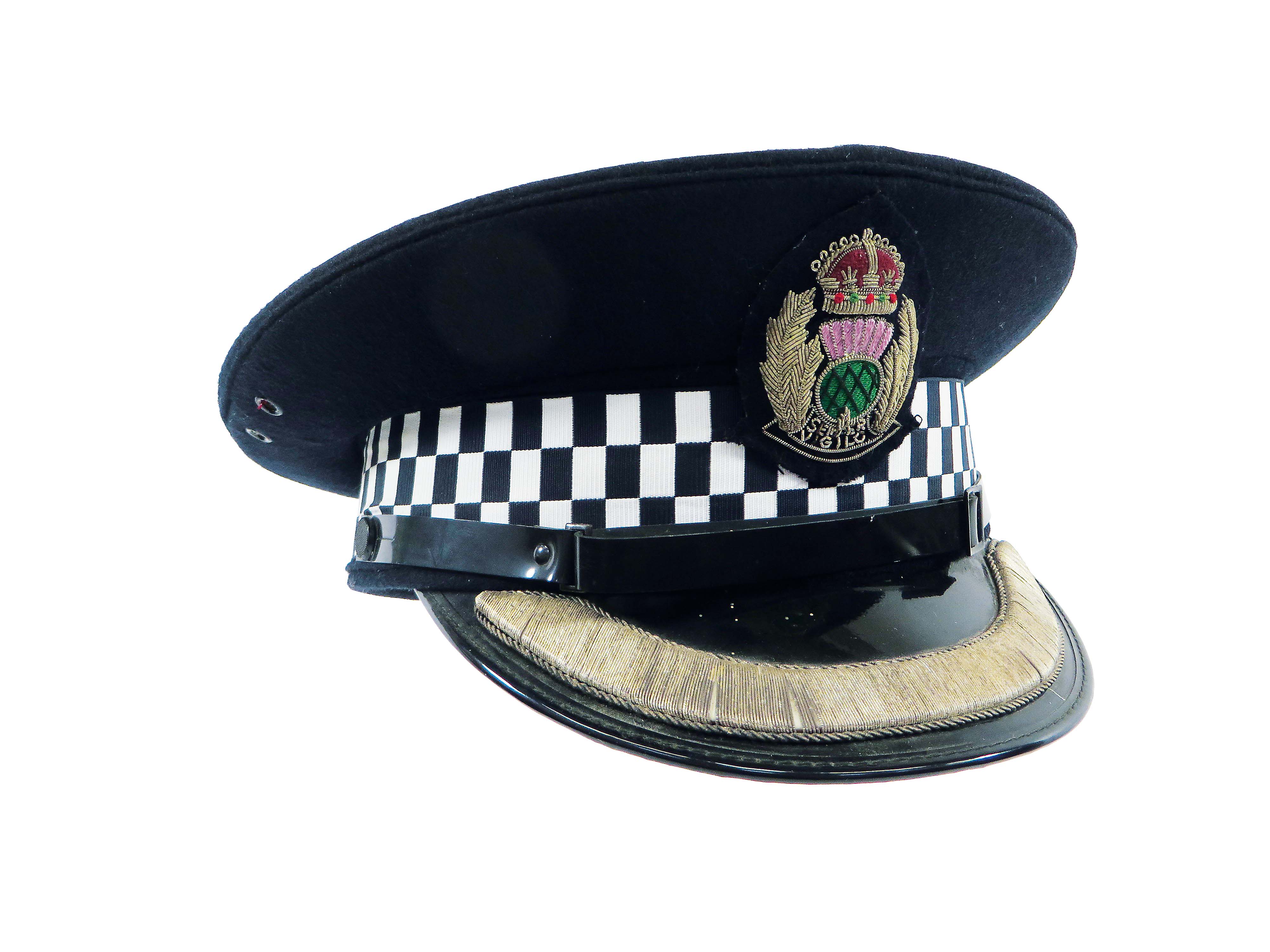 Pre 1952 Scottish Police Inspector’s Cap black crown and body with ...