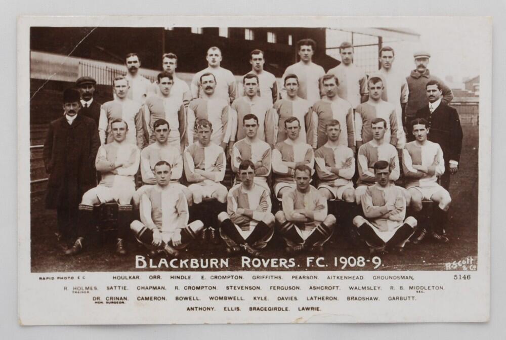 Blackburn Rovers F.C. 1908/09. Excellent mono real photograph postcard ...