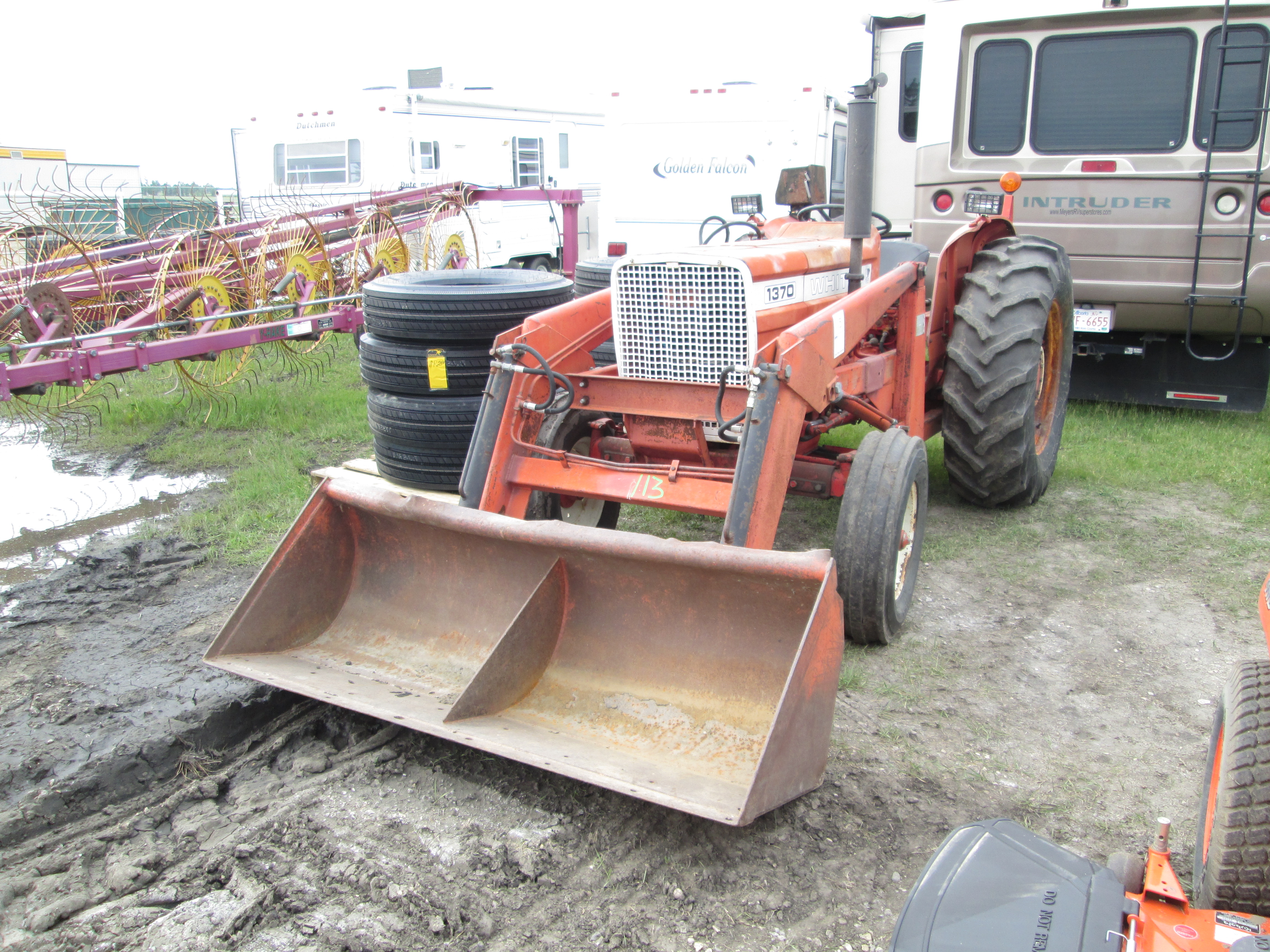 WHITE 1370 TRACTOR, 63 HP, FIAT MOTOR, DIESEL, C/W FRONT END LOADER ...