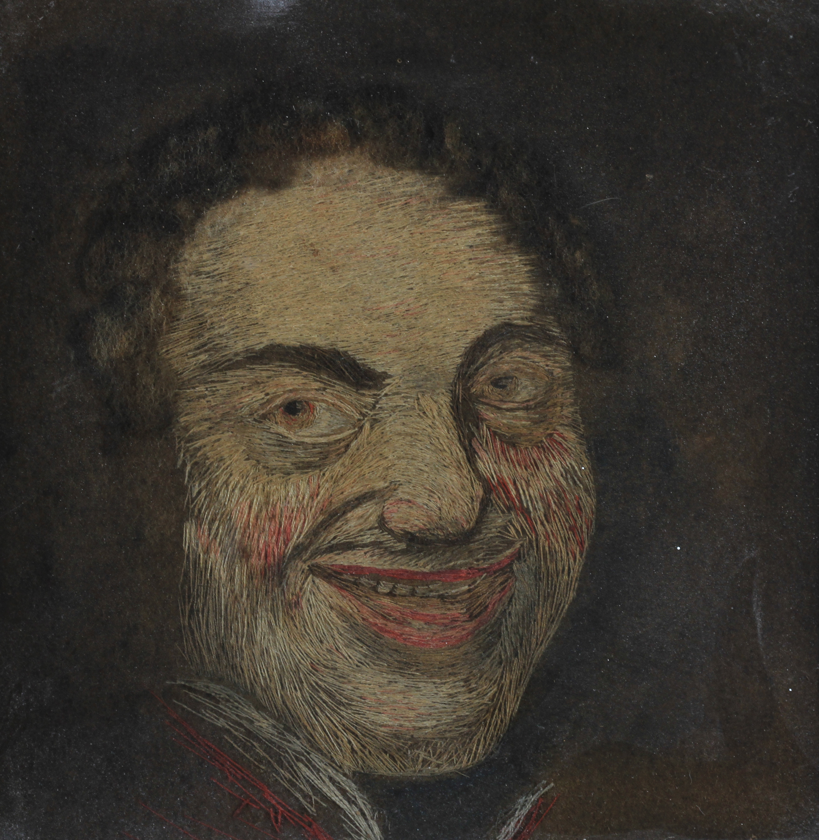 AN 18TH CENTURY EMBROIDERED PORTRAIT of Tim Bobbin (otherwise known as ...