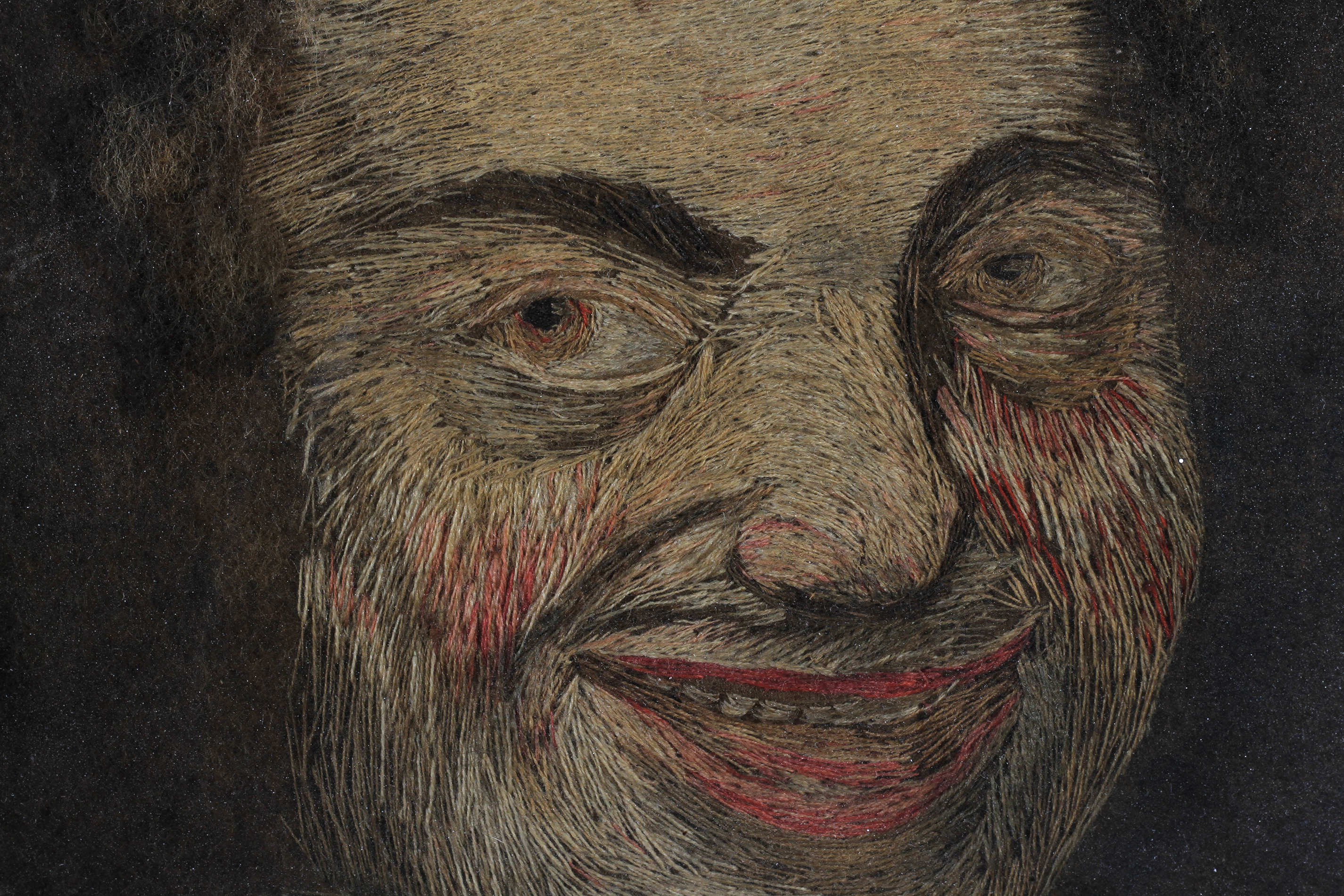 AN 18TH CENTURY EMBROIDERED PORTRAIT of Tim Bobbin (otherwise known as ...