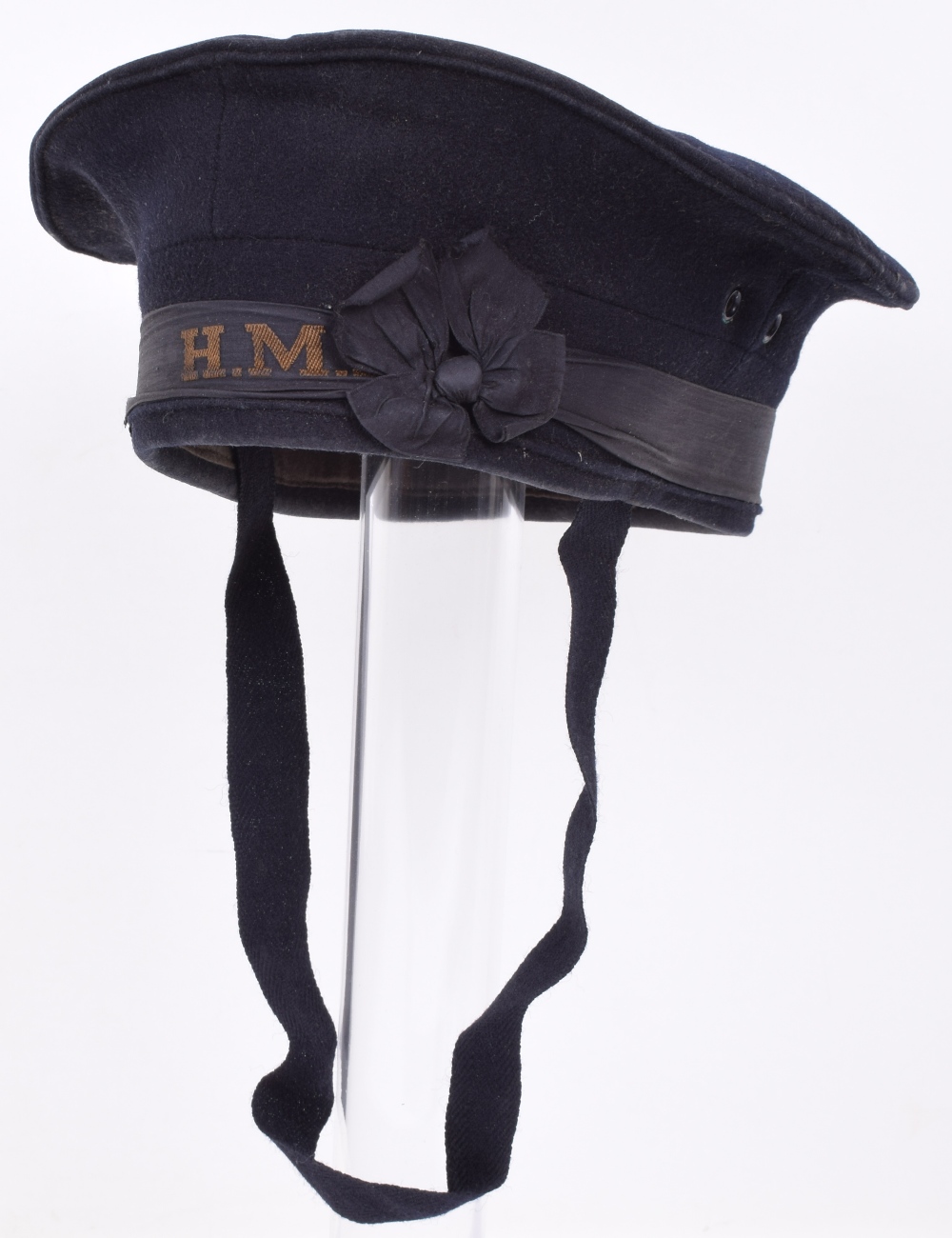 WW2 Royal Navy Ratings Cap, of stiff blue top with plain WW2 period HMS ...