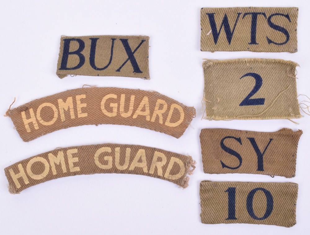 Selection of WW2 Home Guard Insignia, consisting of printed BUX ...