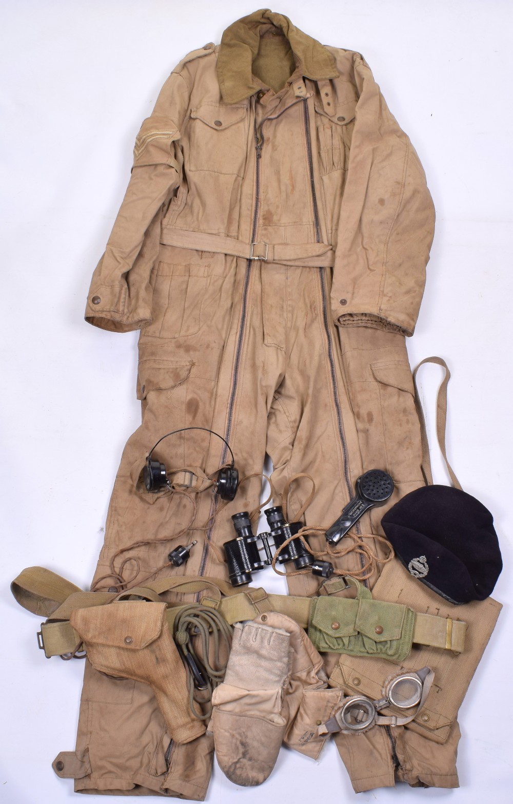 WW2 1944 Royal Tank Regiment Grouping, consisting of heavy canvas tank ...