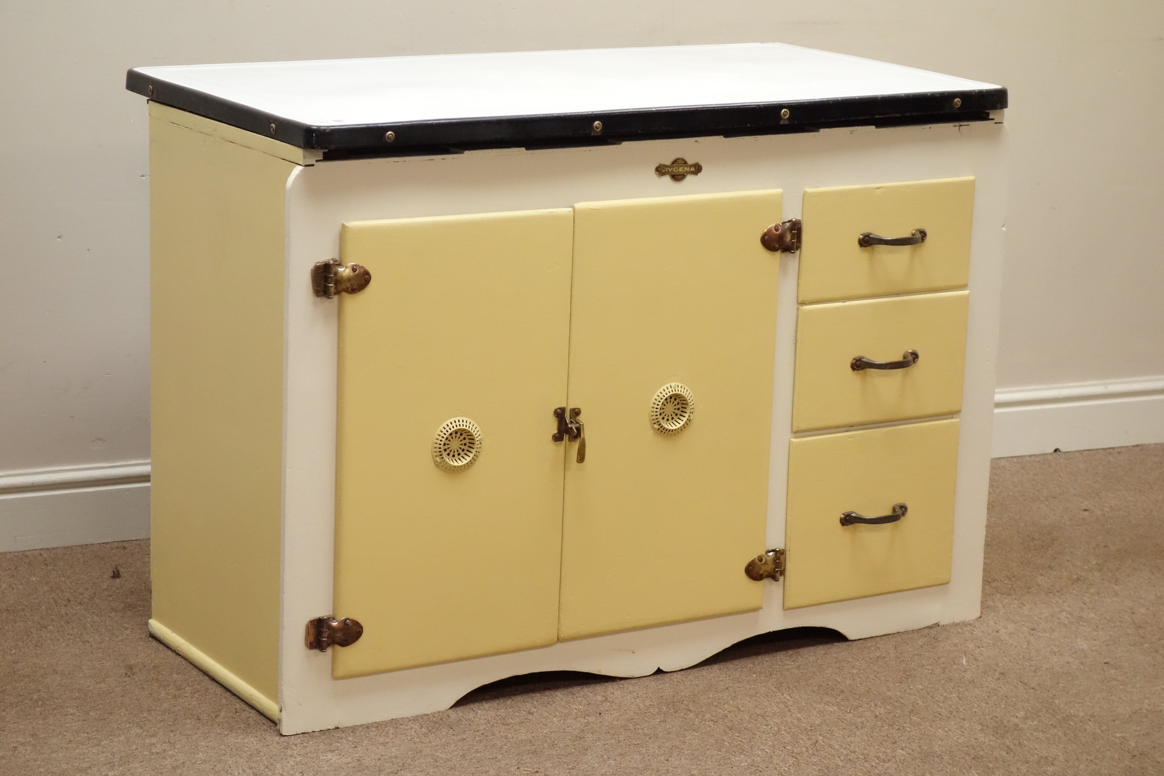 1950s 'Hygena' painted kitchen cabinet, double cupboard and three ...