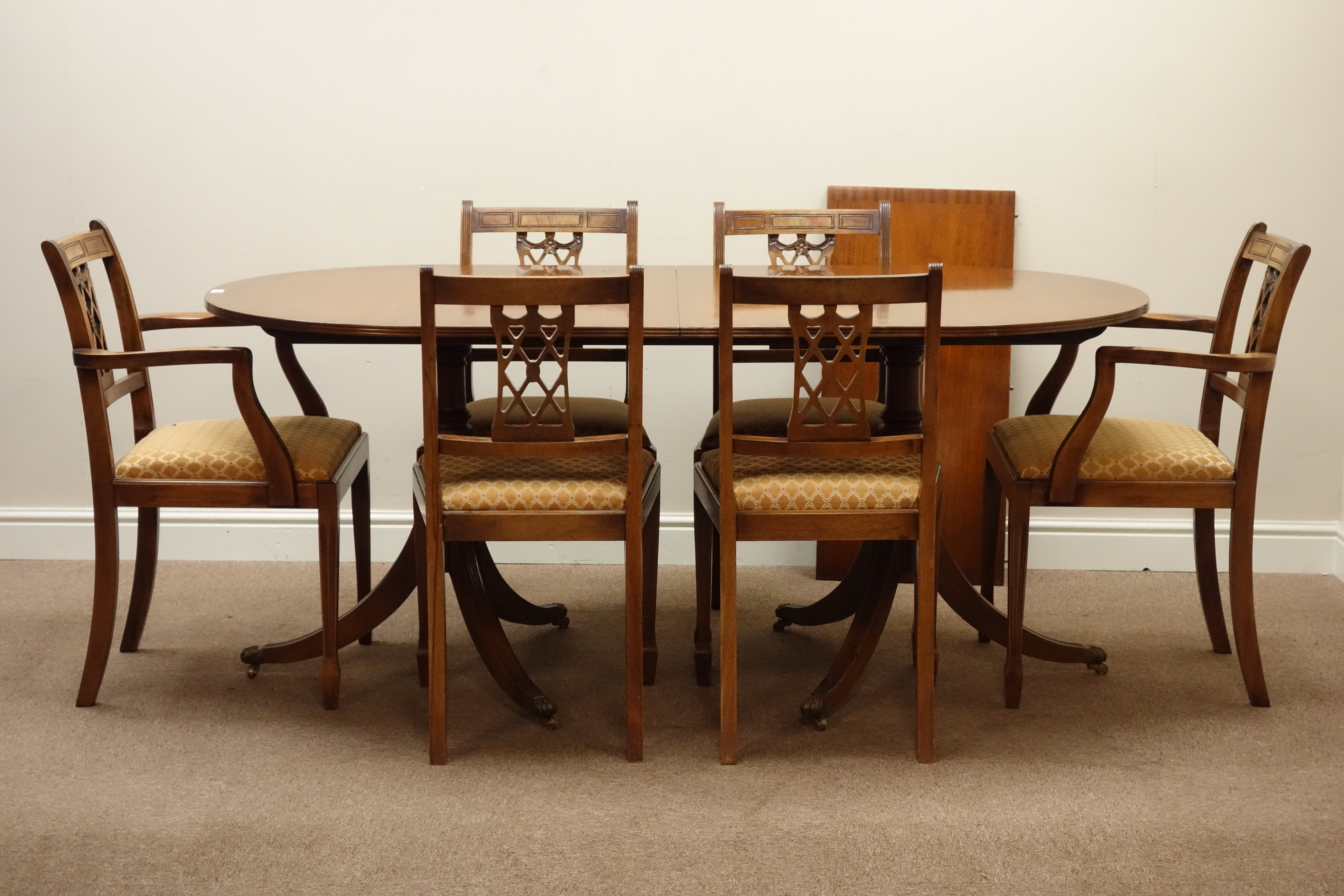 Reprodux Bevan Funnell Regency style twin pedestal dining table with ...