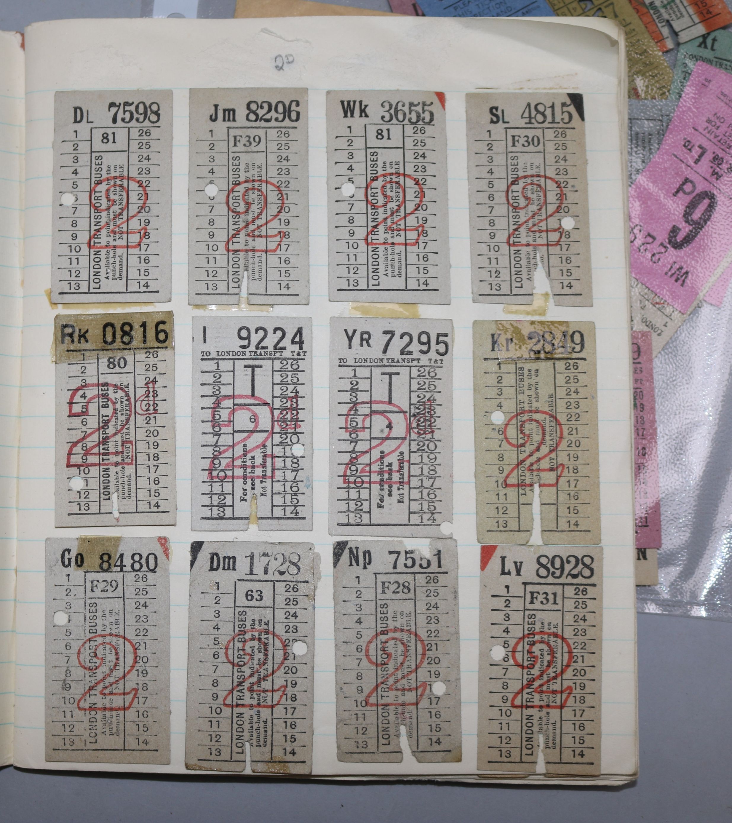 A collection of 1950's bus tickets
