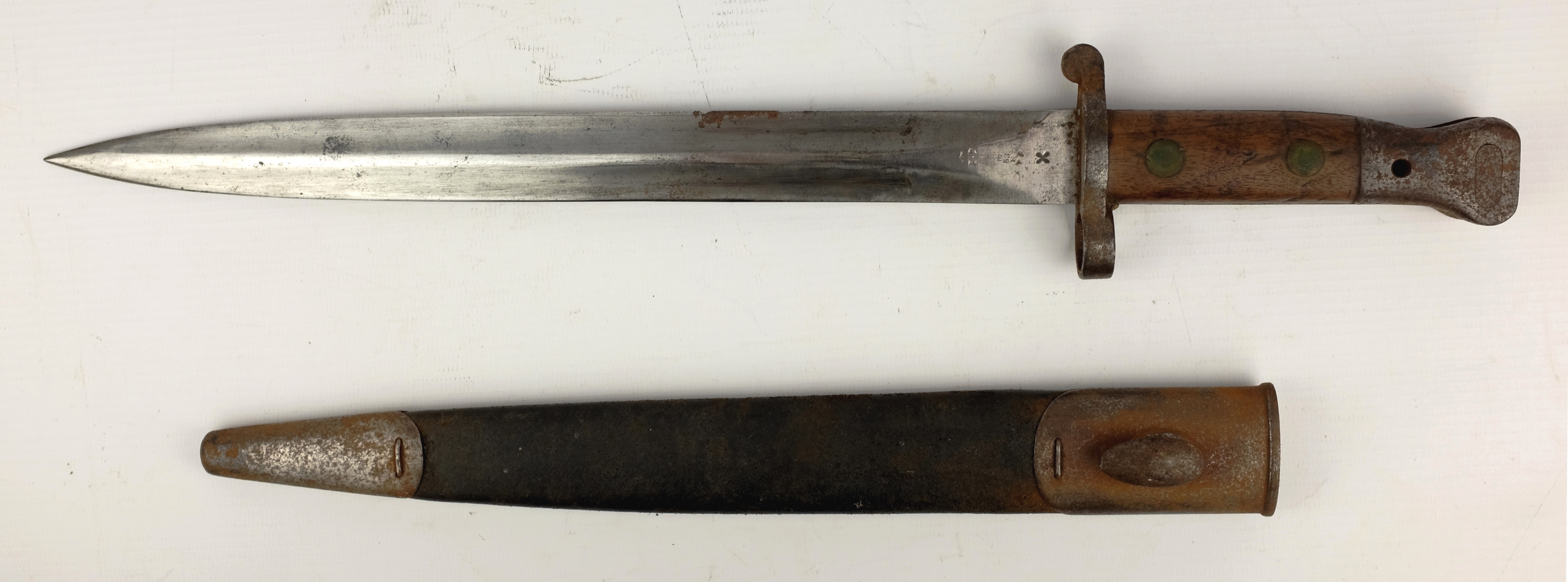 British bayonet, probably 1888 pattern, stamped crown over 53E, EFD ...