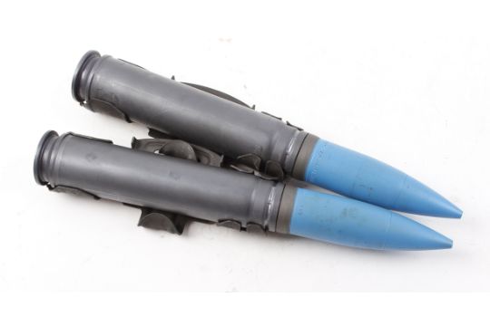 Two linked 27mm (RAF Tornado) Mauser cannon shells (both inert)