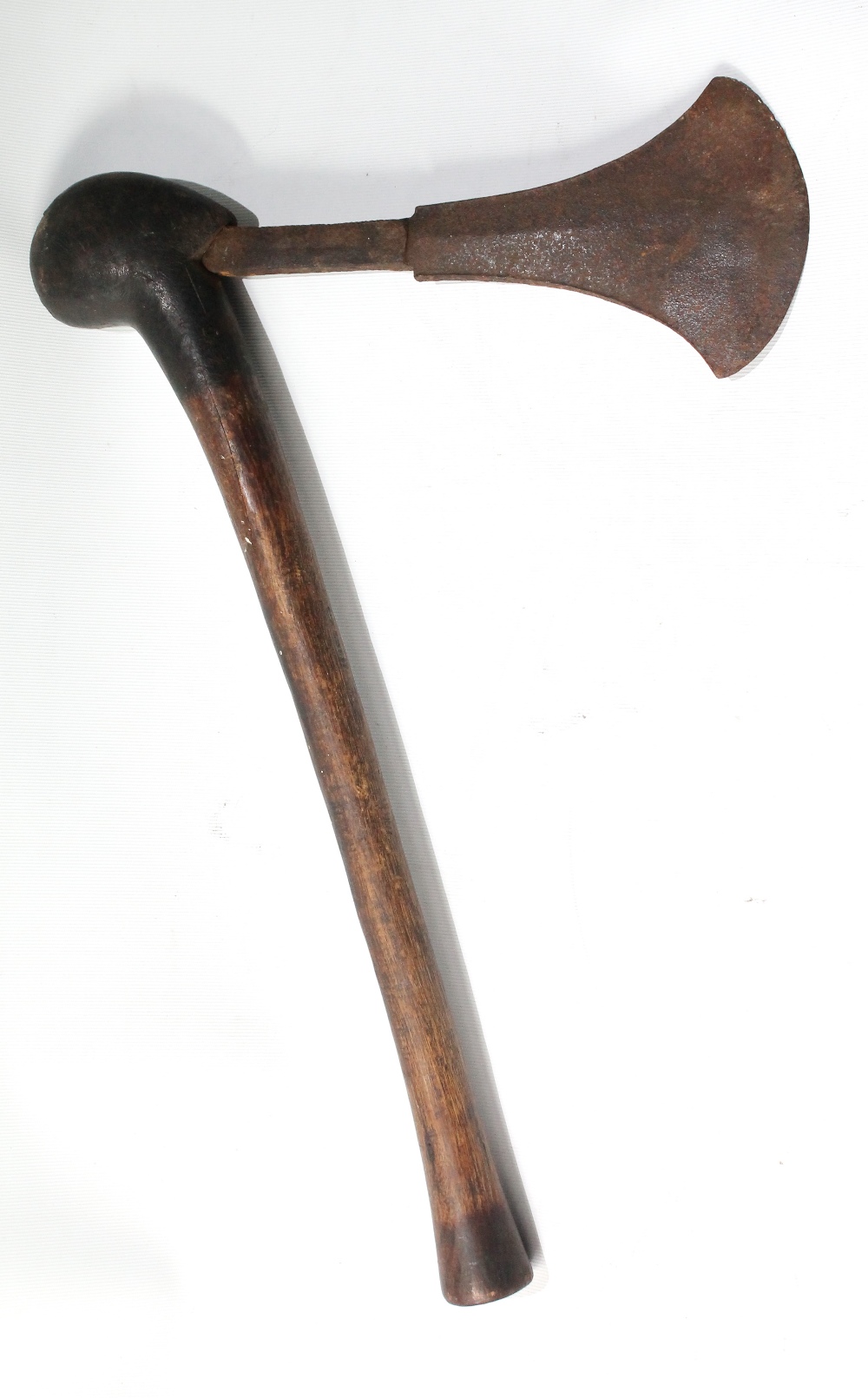 Chokwe axe with fan-shaped blade, 45cm long.