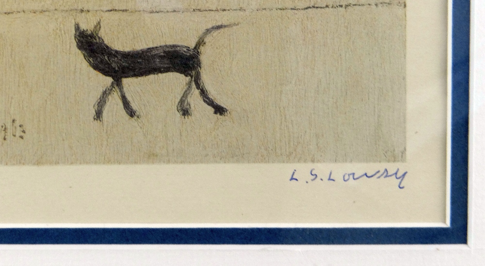 L S LOWRY limited edition of 850 - 'Three Men & a Cat', Guild stamped ...