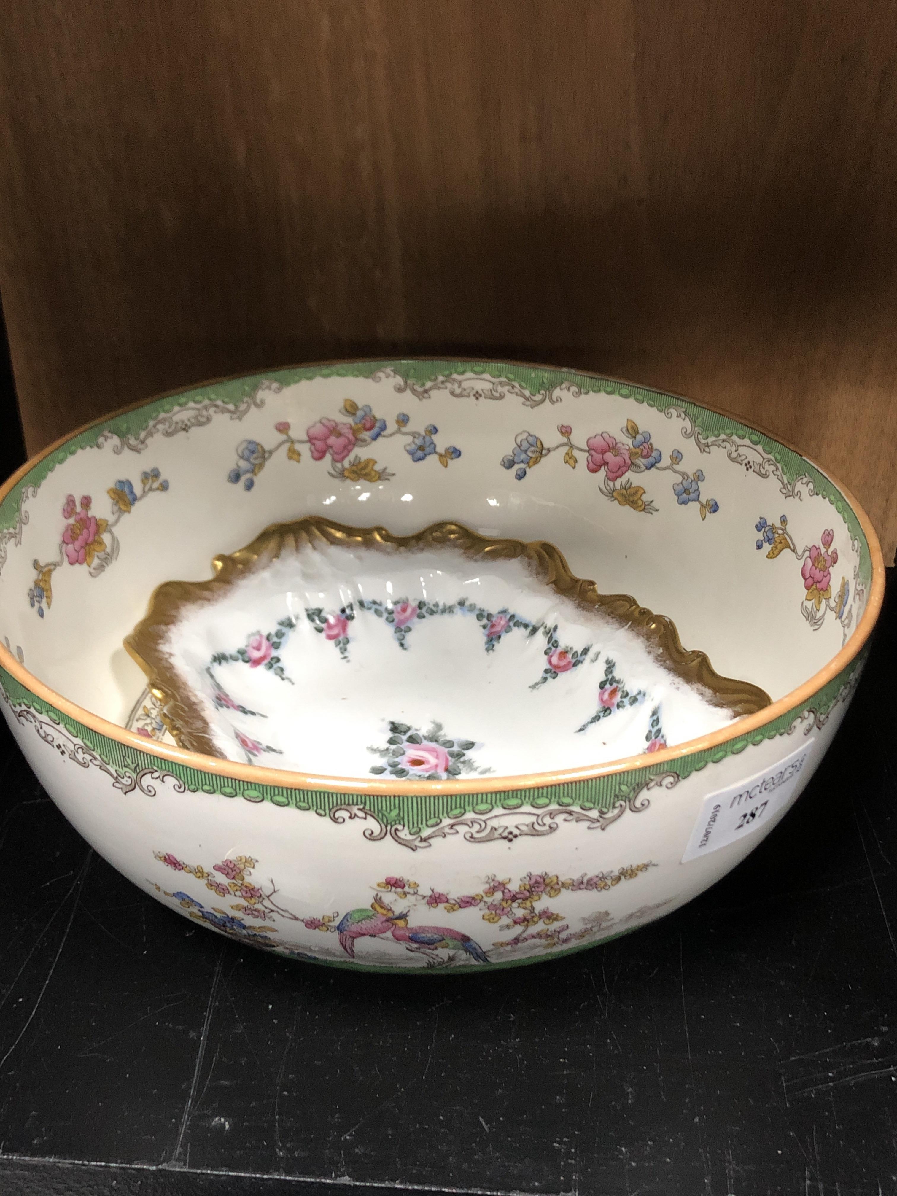 COPELAND SPODE BOWL, decorated with bords and trees, 10cm high, 24cm ...