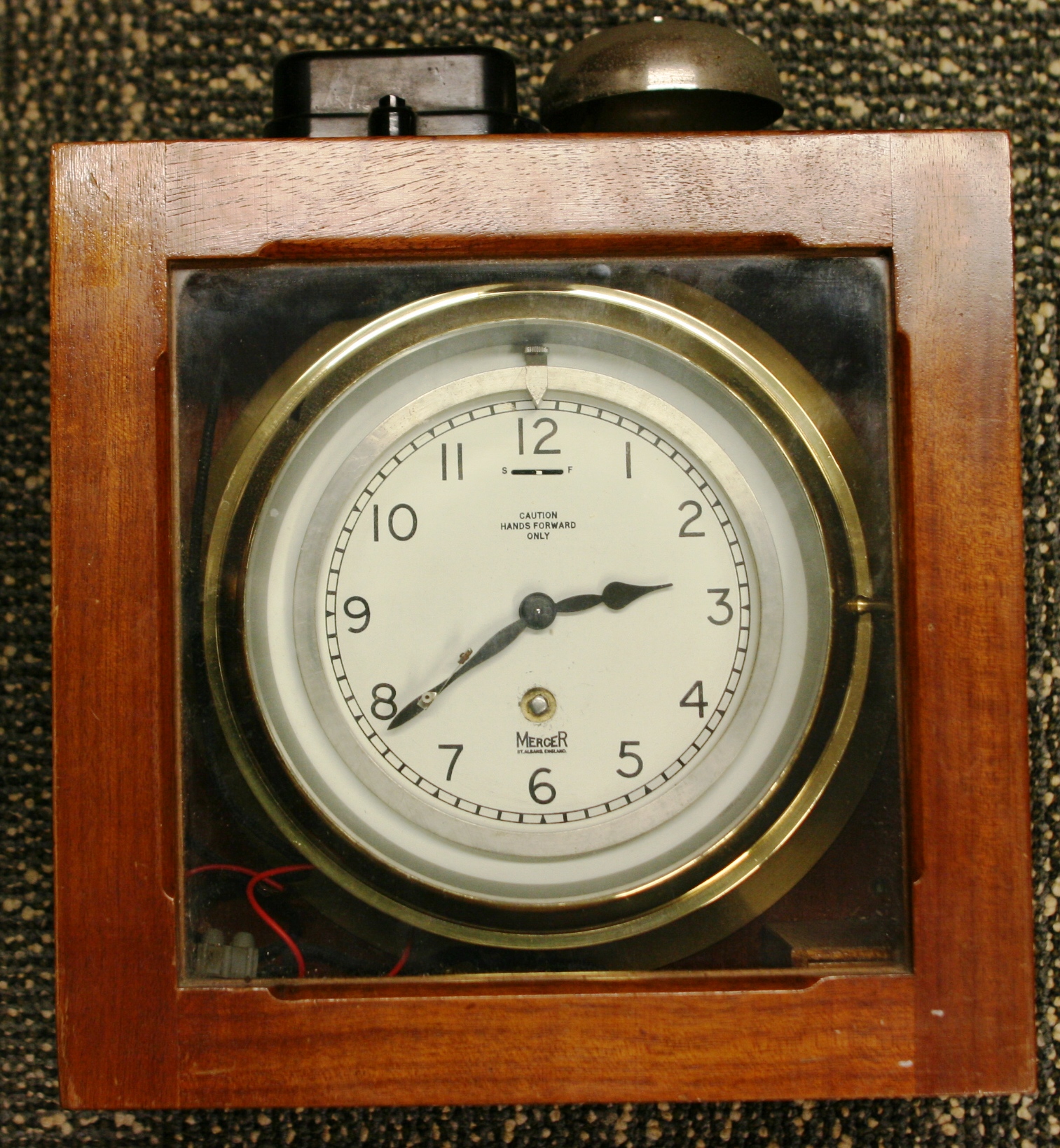 MERCER SHIPS CLOCK IN CASE W28 X H28