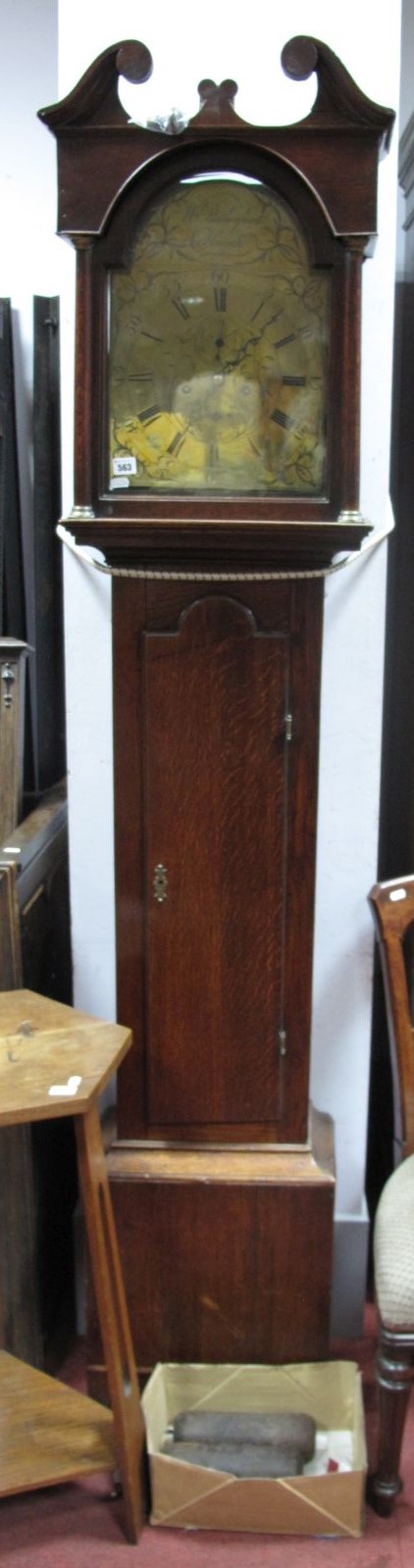 A Late XVIII Century Oak Eight-Day Longcase Clock, the brass dial ...