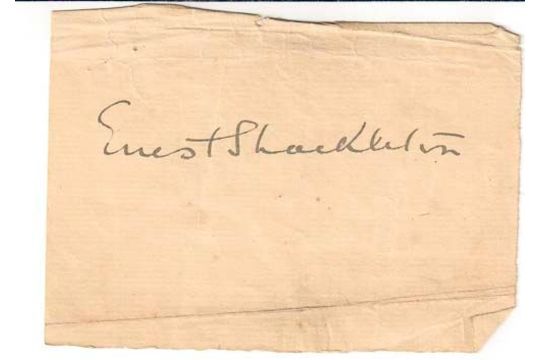 SHACKLETON, ERNEST - Signature of Ernest Shackleton on off-white paper ...