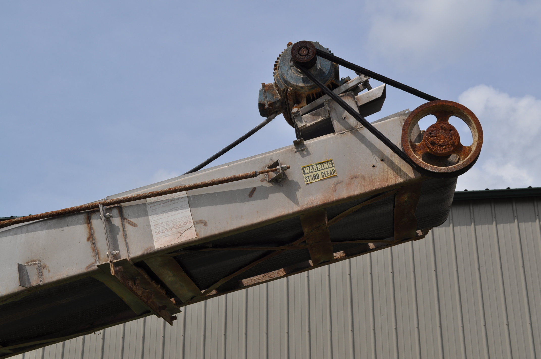Adams 34’x2’ SS belt conveyor, 3-phase electric, hand-crank raise, 11L ...