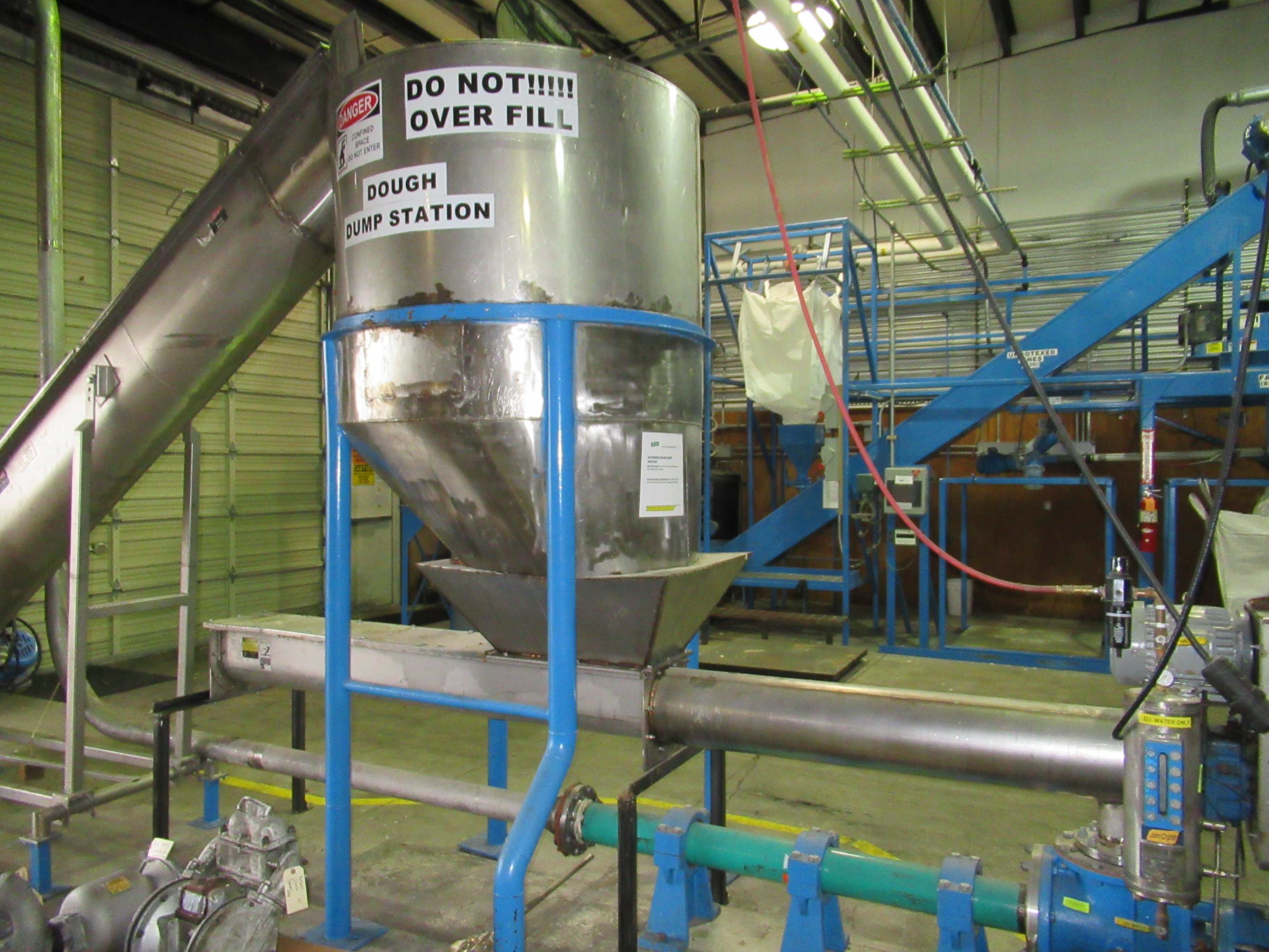 Dump station, stainless steel, with 8" dia x approx 12' auger discharge