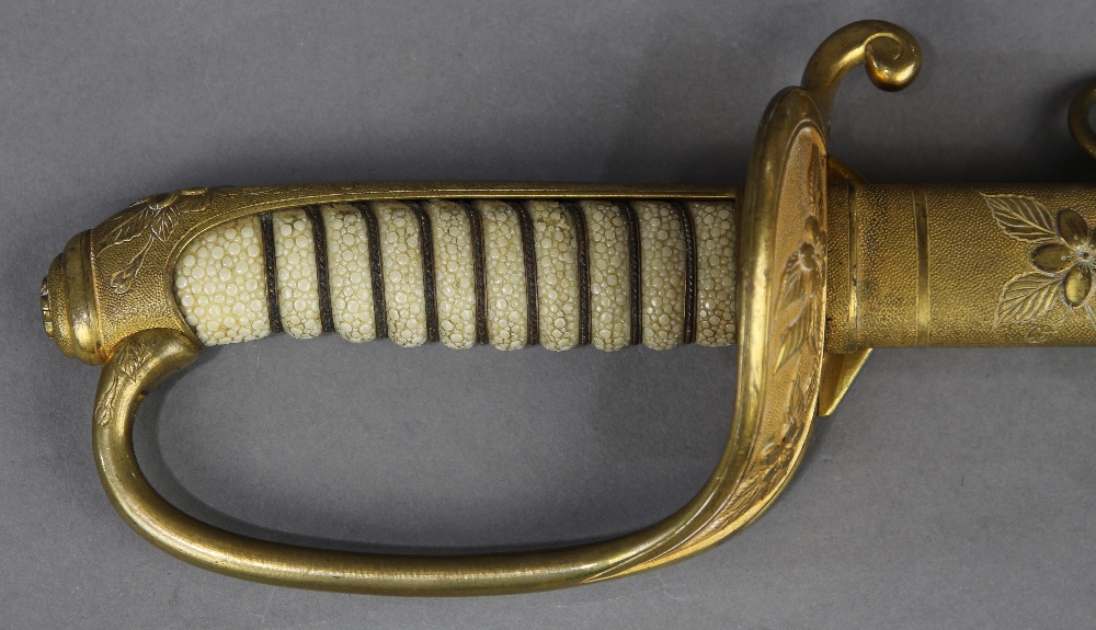 Japanese gunto military sable sword, in black lacquered saya, late 19th ...