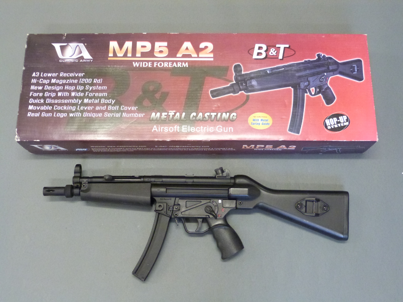 Classic Army MP5 A2 electric airsoft gun MP005M with wide forearm and ...