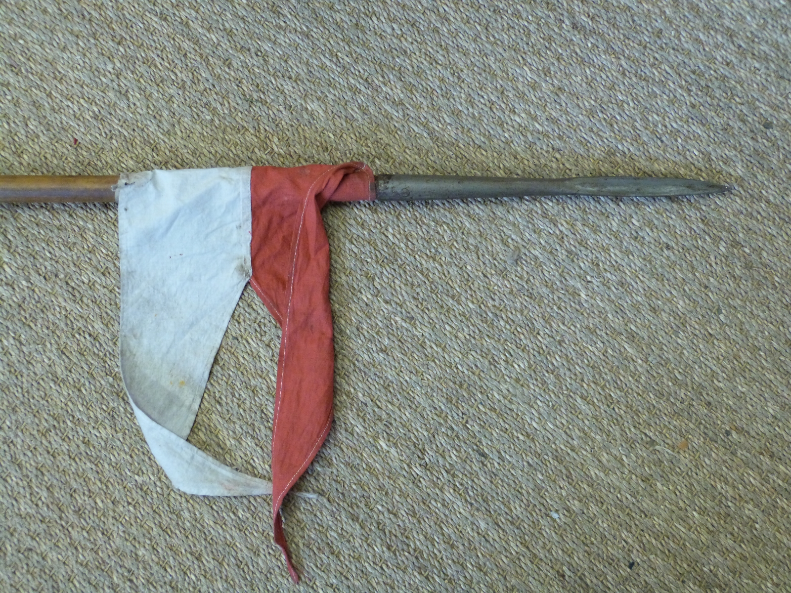 British Cavalry lance 1868 pattern with swallow tail red and white ...
