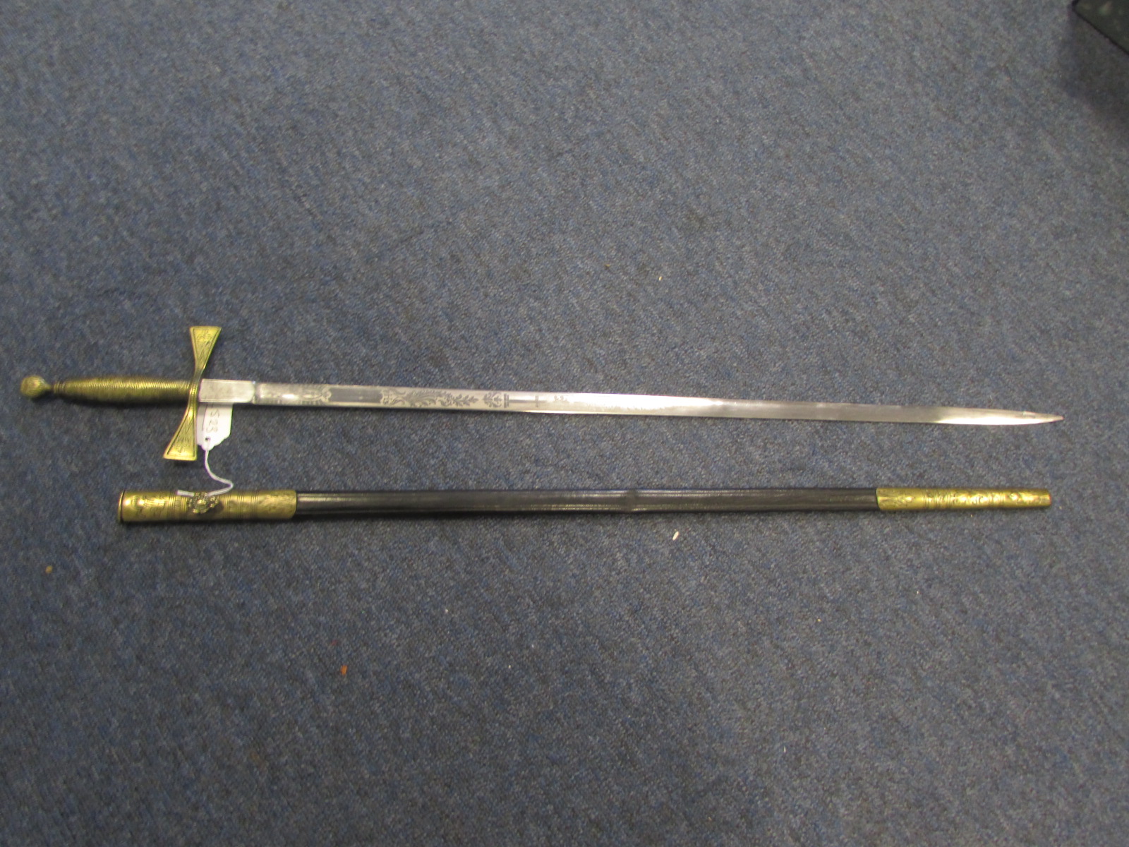 Masonic type ceremonial sword. Maltese Cross, crossguard, wirebound ...