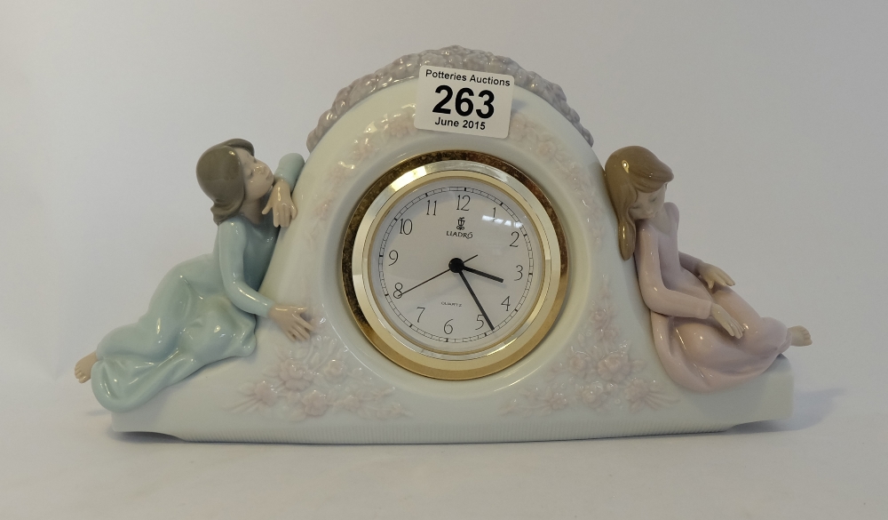 Lladro Two Sisters mantle Clock 5776 , Vincente Martinez 1991