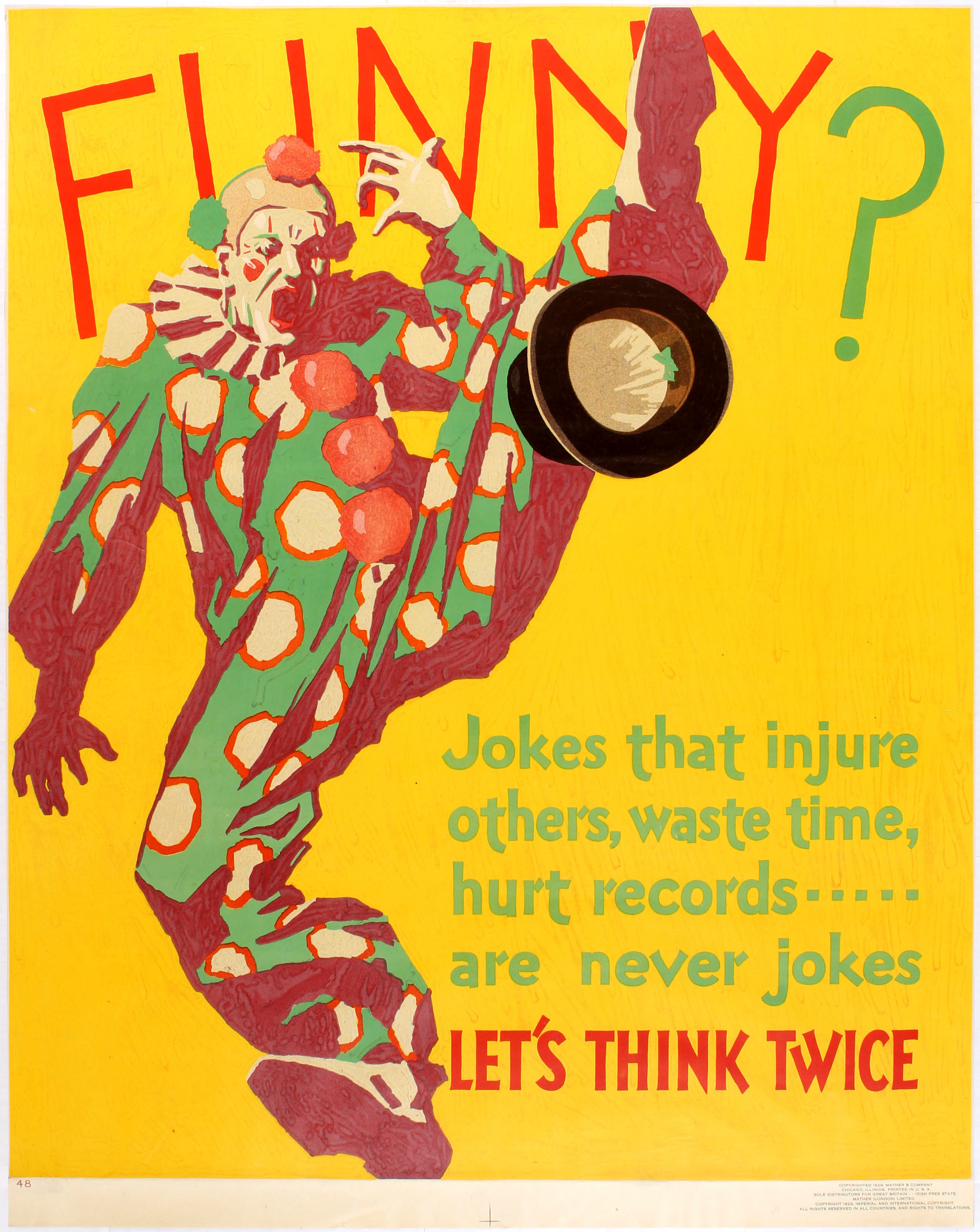 Original vintage propaganda poster Funny? Jokes that injure others ...