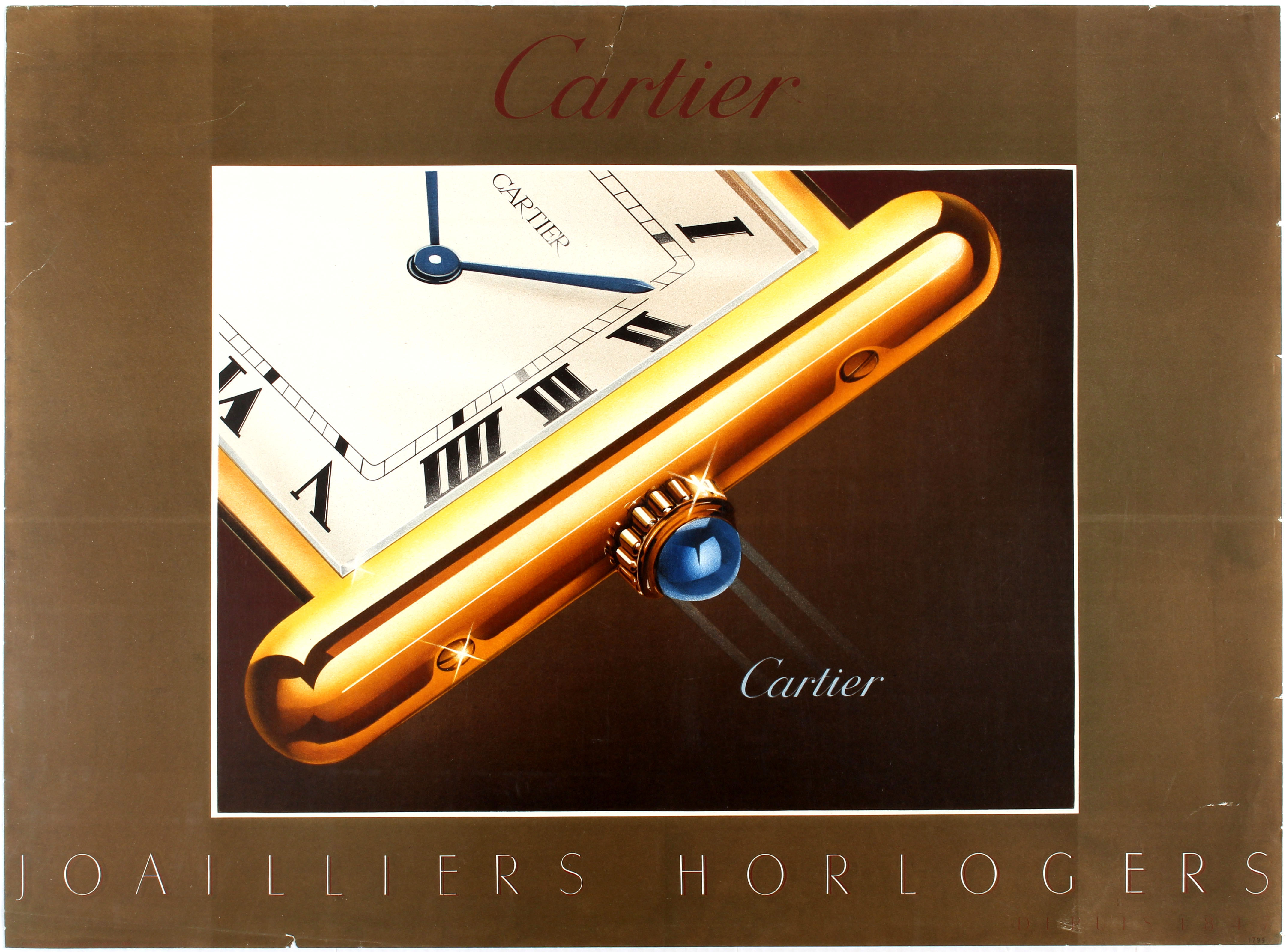 Original vintage lithograph advertising poster Cartier Watch Jewellery ...