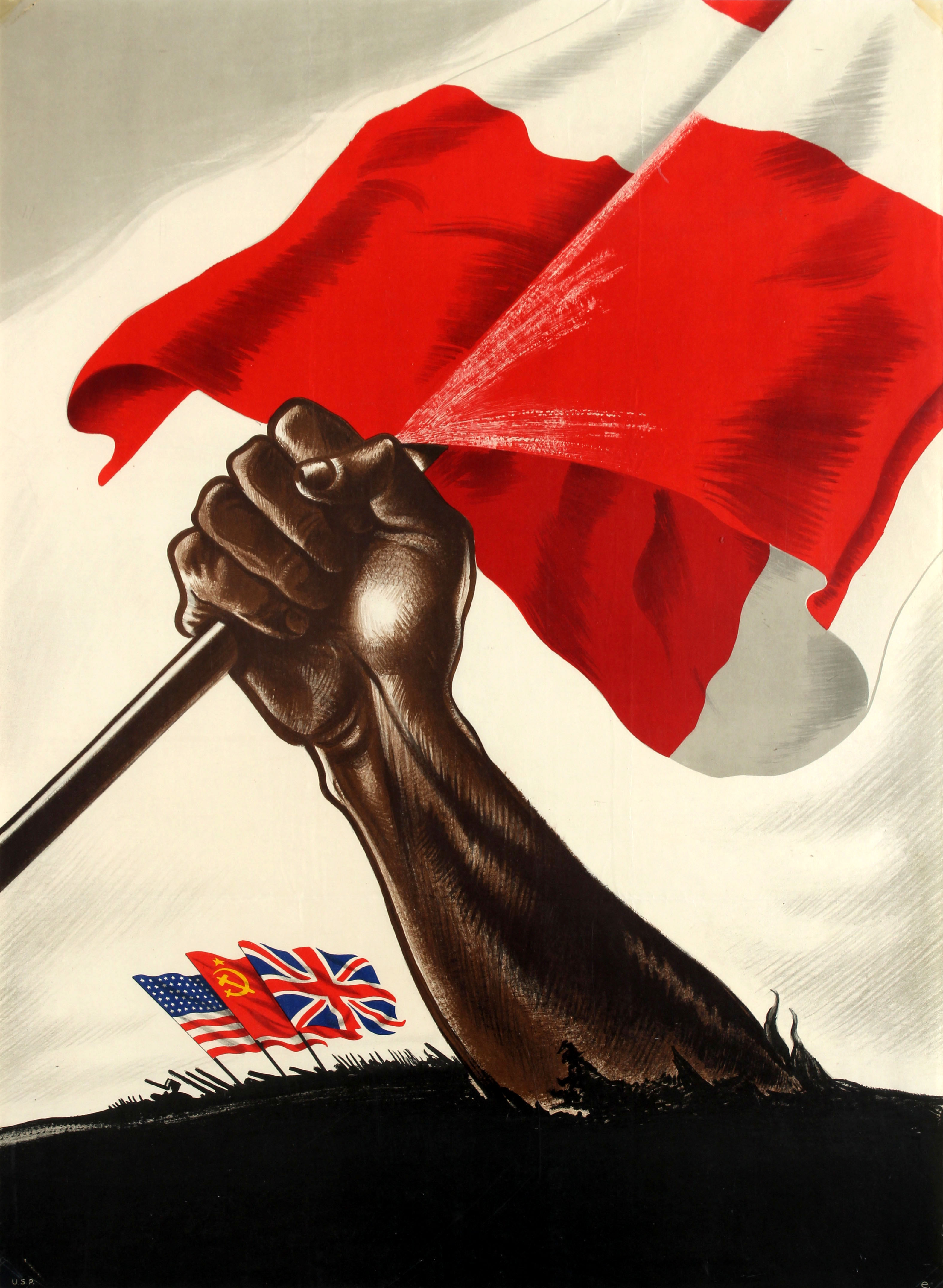 Original vintage World War Two propaganda poster showing an arm ...