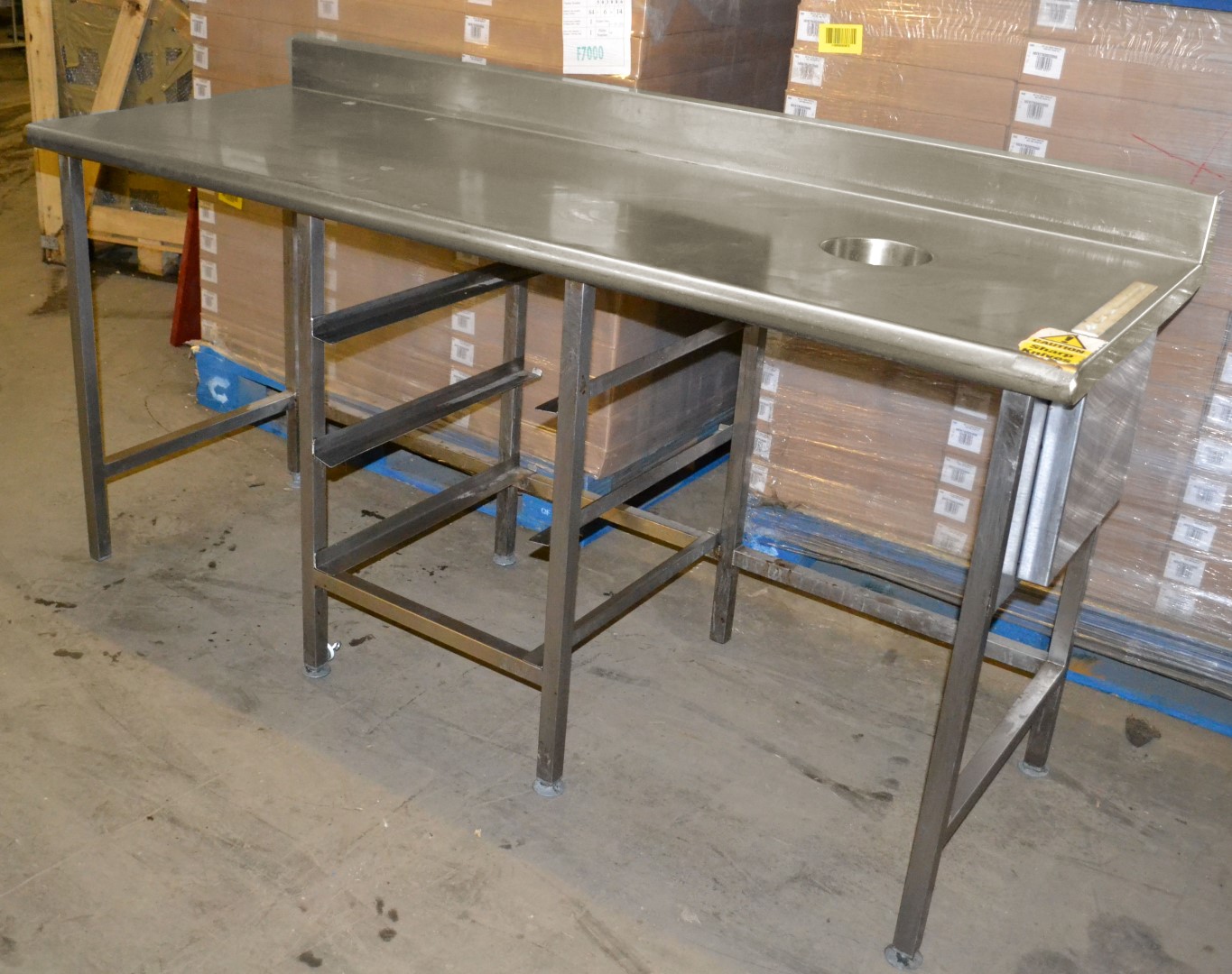 1 x Stainless Steel Prep Table With Waste Hole And Space For 3 Trays ...