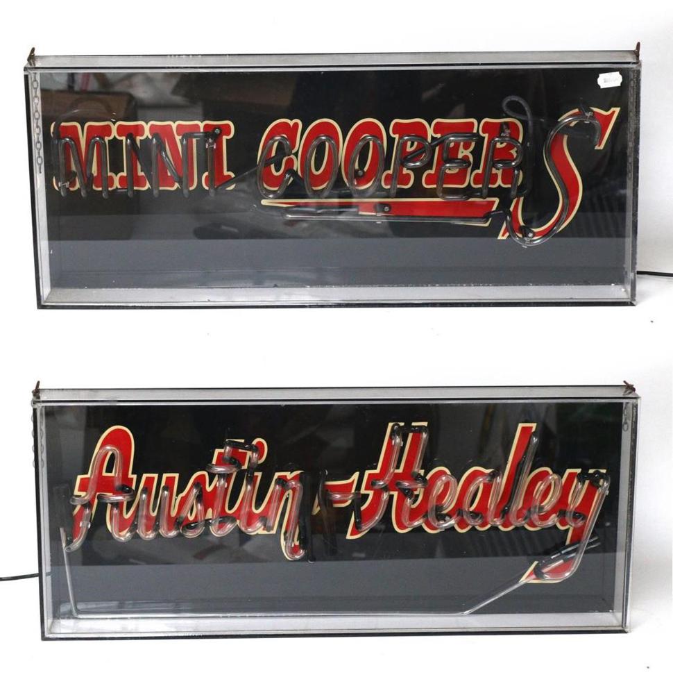 An Austin Healey Illuminated Neon Advertising Sign, with plastic case ...