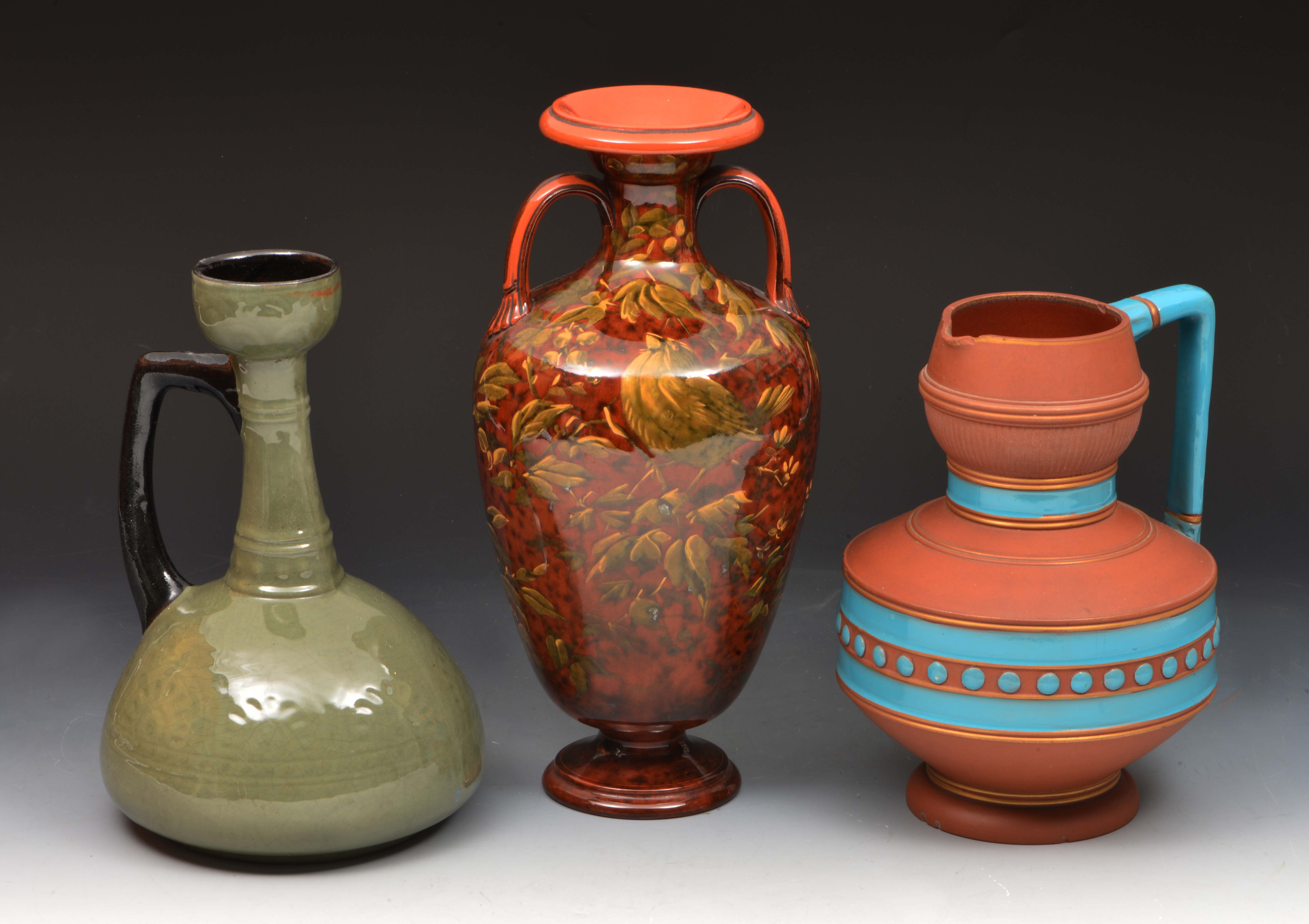 Torquay Art Pottery jug in the manner of Christopher Dresser, 23cm high ...