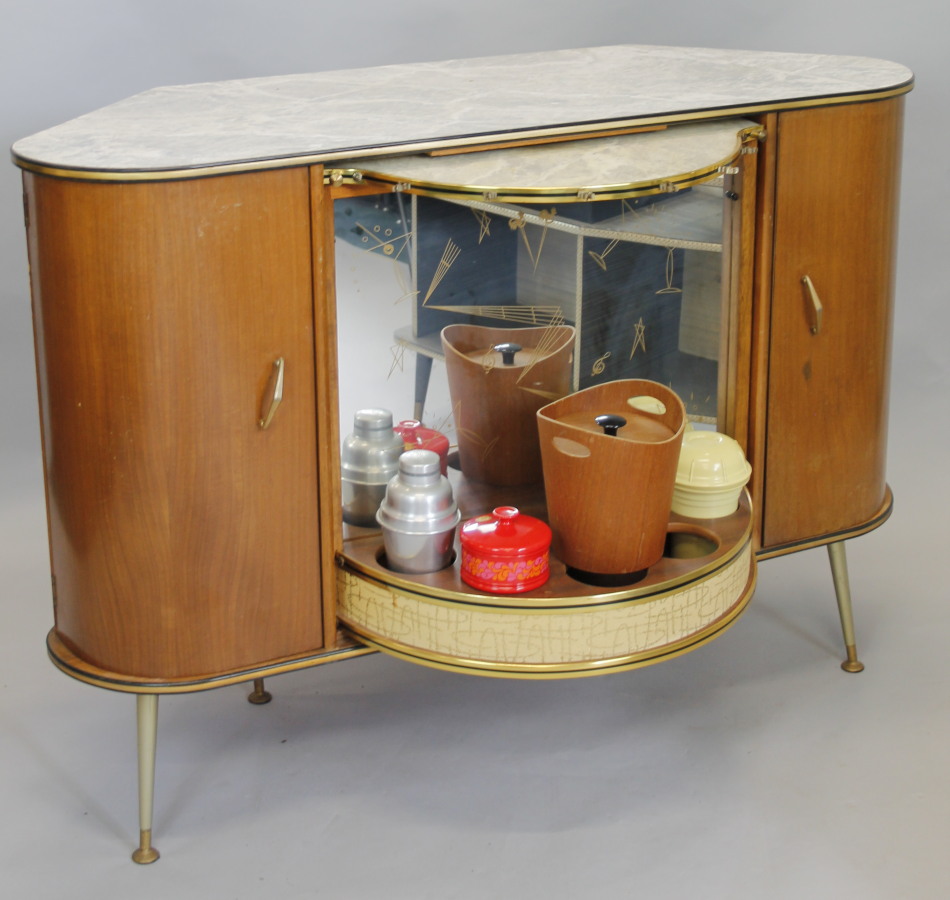 A retro style 1960's telephone table, with melamine and fabric ...