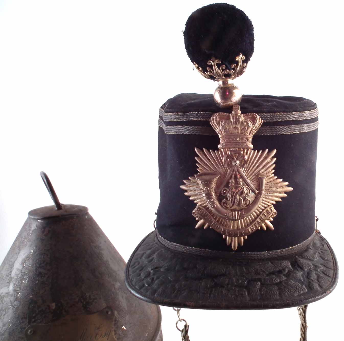 Victorian British Army Shako, with Bedford Light Infantry plate to ...