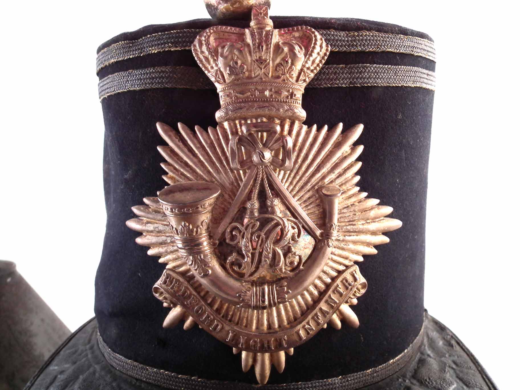 Victorian British Army Shako, with Bedford Light Infantry plate to ...