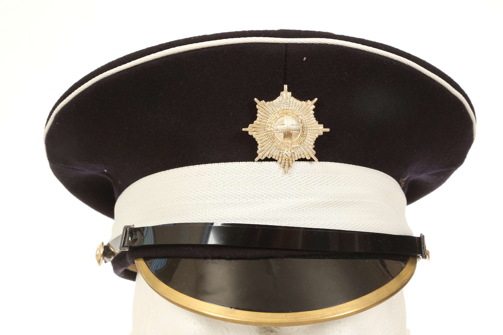 Irish Guards peak cap, c.1998, Coldstream Guards peak cap c.1963, Light ...