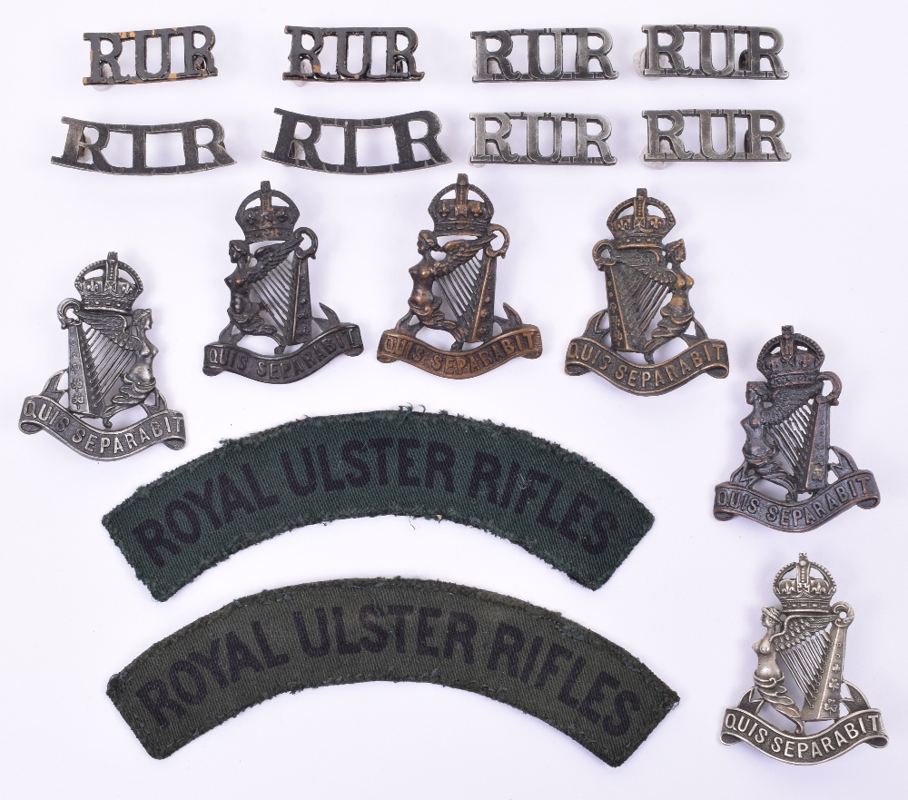 Royal Ulster Rifles and Royal Irish Rifles Badge Grouping, consisting ...