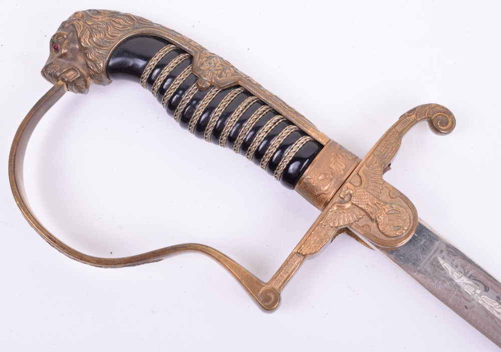 WW2 German Engraved Blade Army Officers Sword, gilt metal eagle and ...