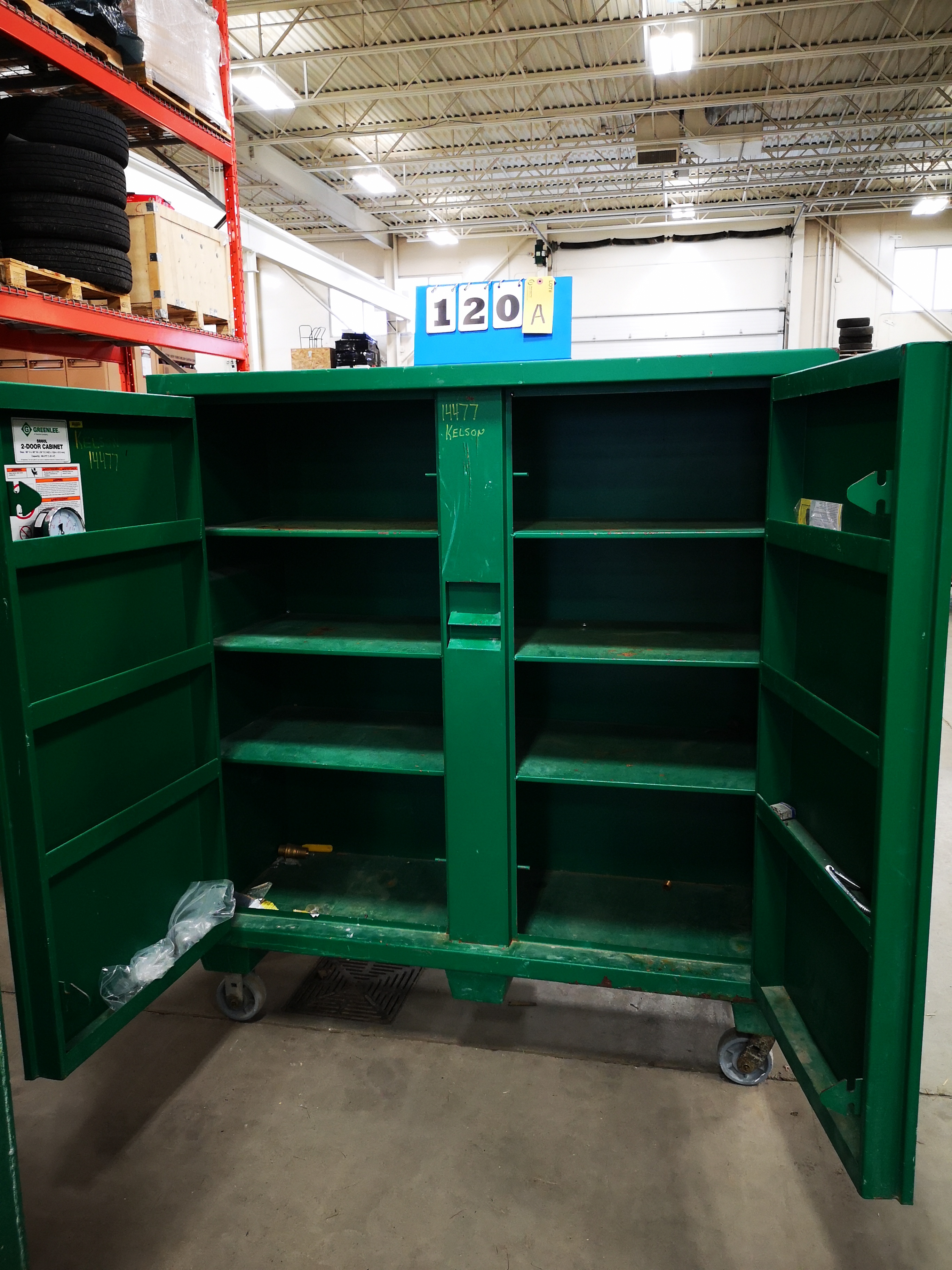 GREENLEE 2-DOOR, 4-TIER JOB BOX, 24"W X 60"L X 56"H