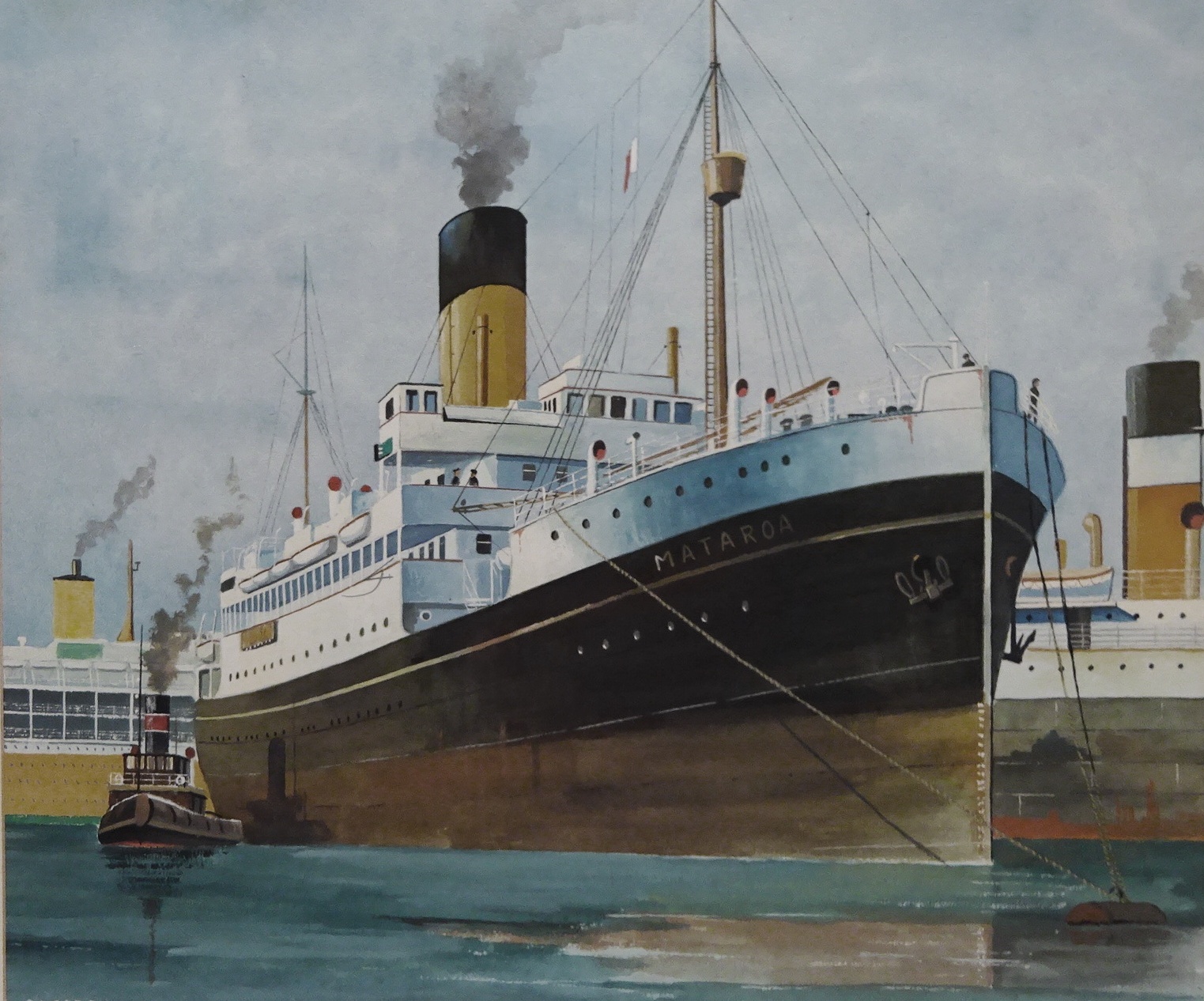 'SS Mataroa' - Ship's Portrait, 20th century watercolour signed by F ...