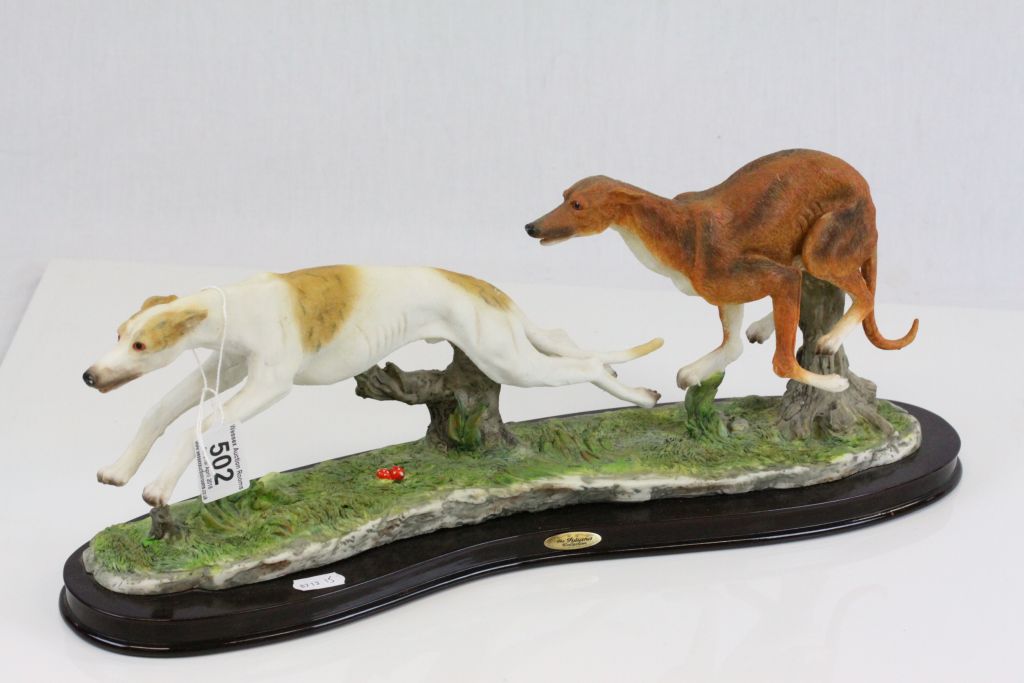 Large model of wooden greyhounds on wooden plinth made by the Juliana ...