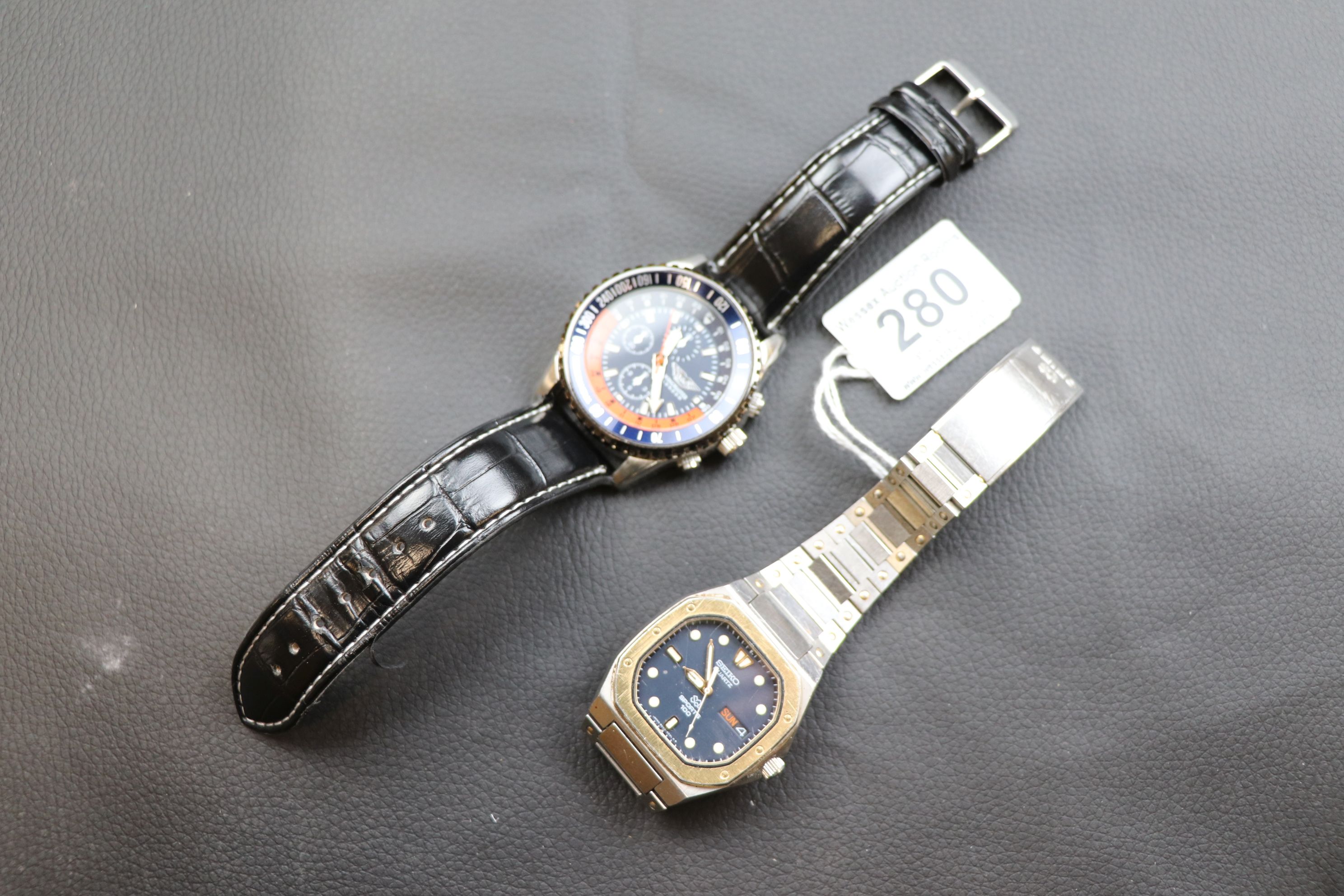 Seiko Sports 100 watch, plus a Wingmaster London watch