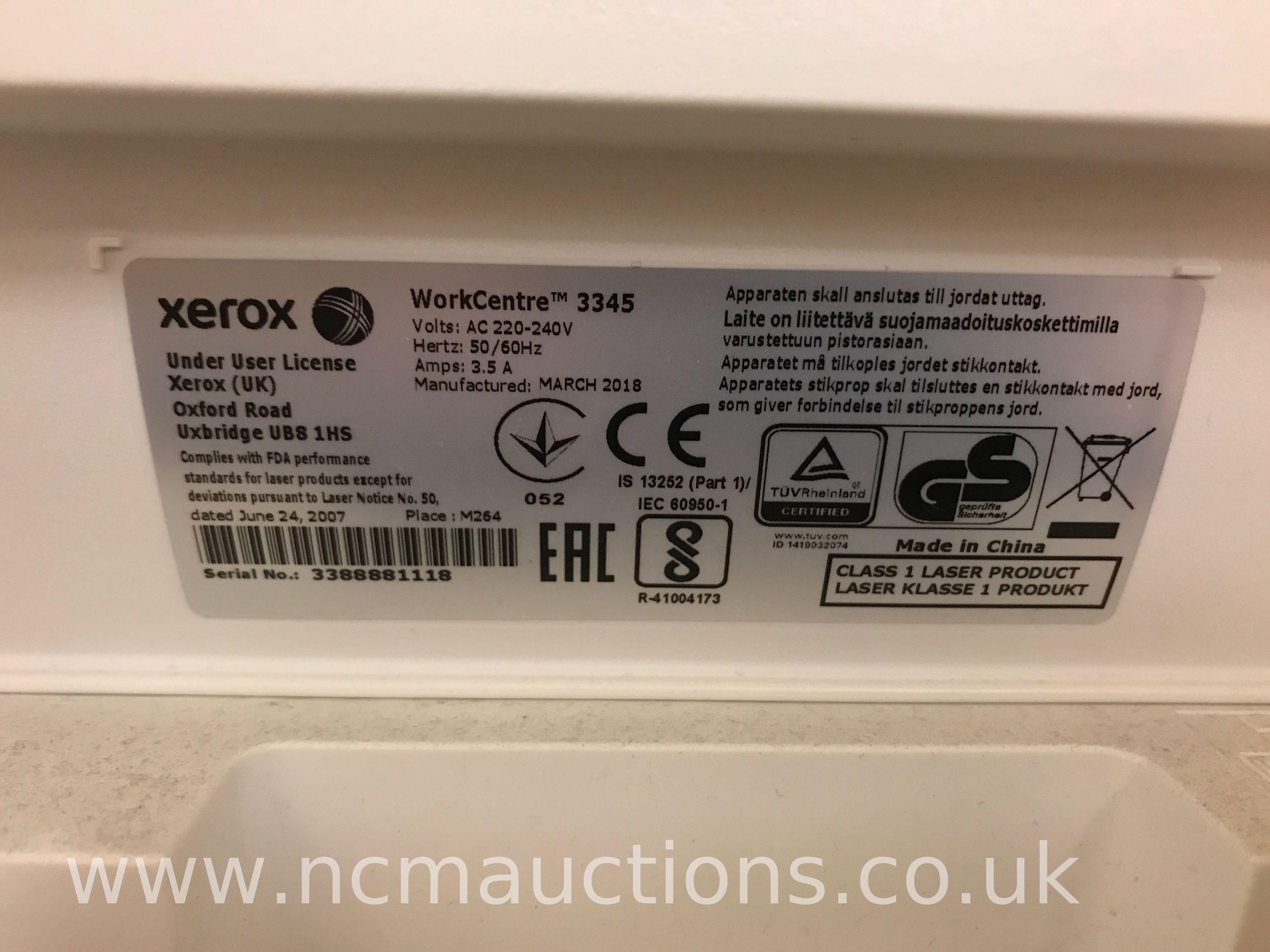 Xerox Printer Xerox Work centre 3345 Appraisal: Used Model/Serial No ...