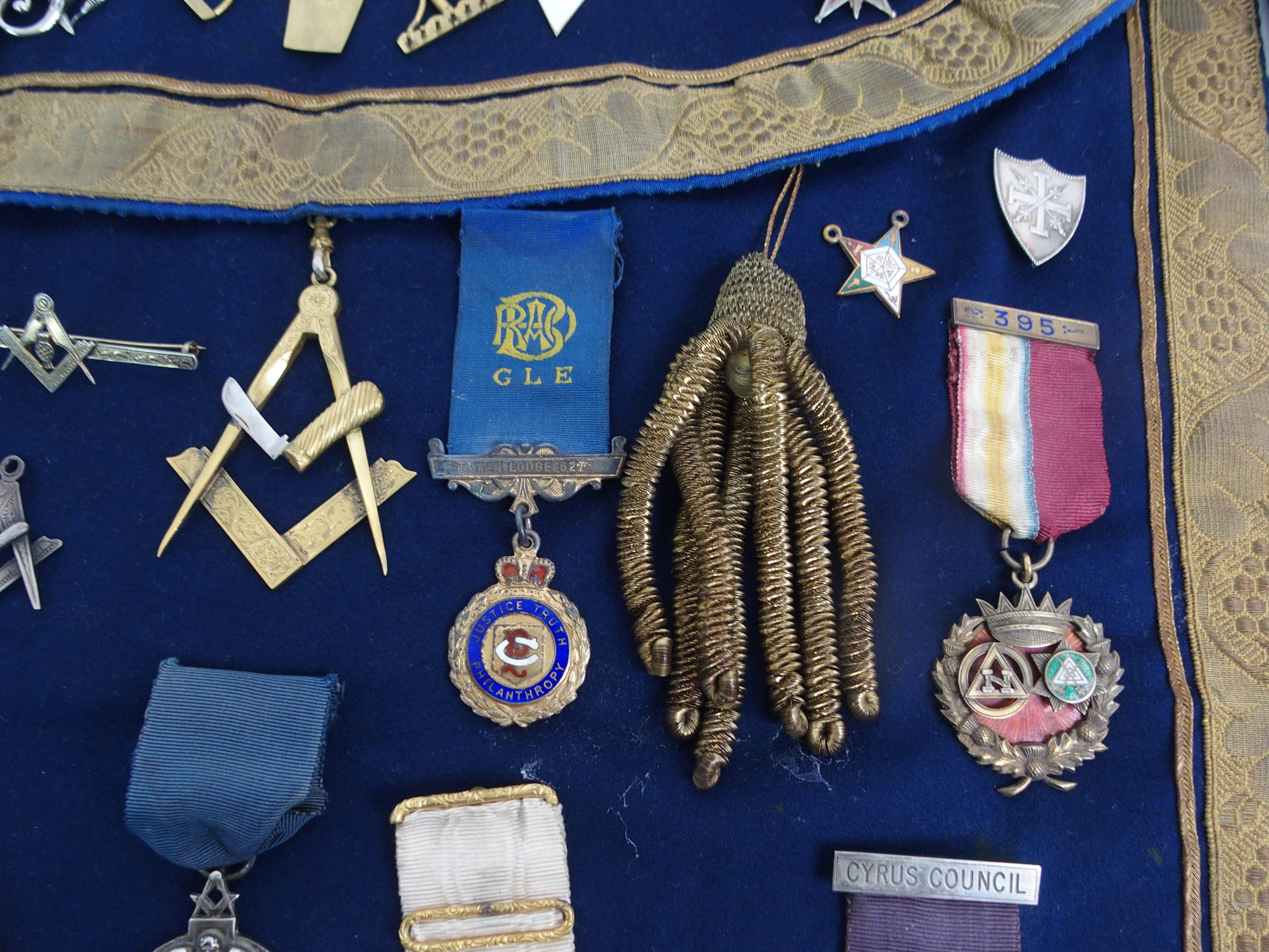 A QUANTITY OF MASONIC MEDALS AND BADGES including the All-Seeing Eye ...