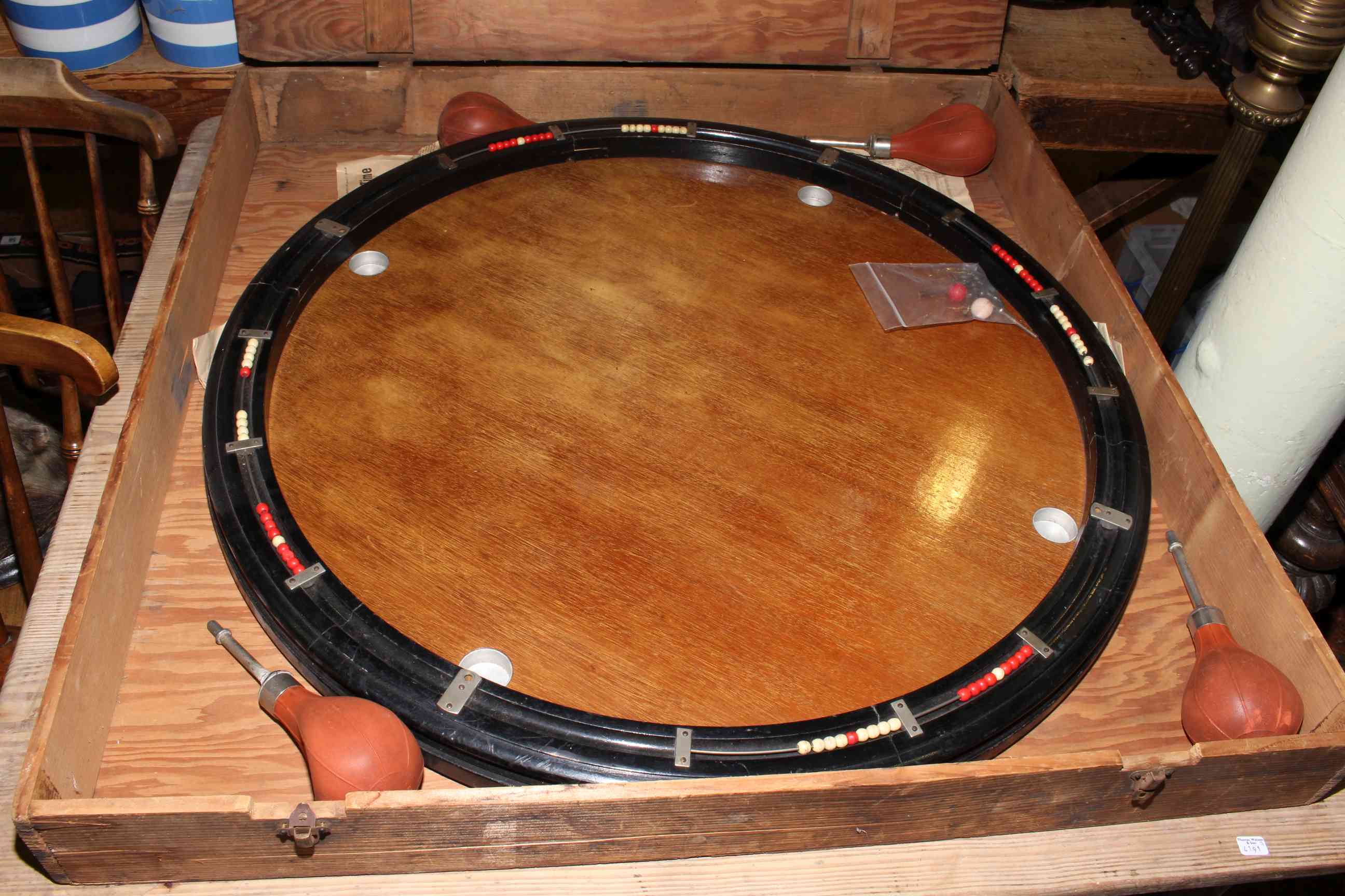 Vintage Puff Billiards game in original wood box