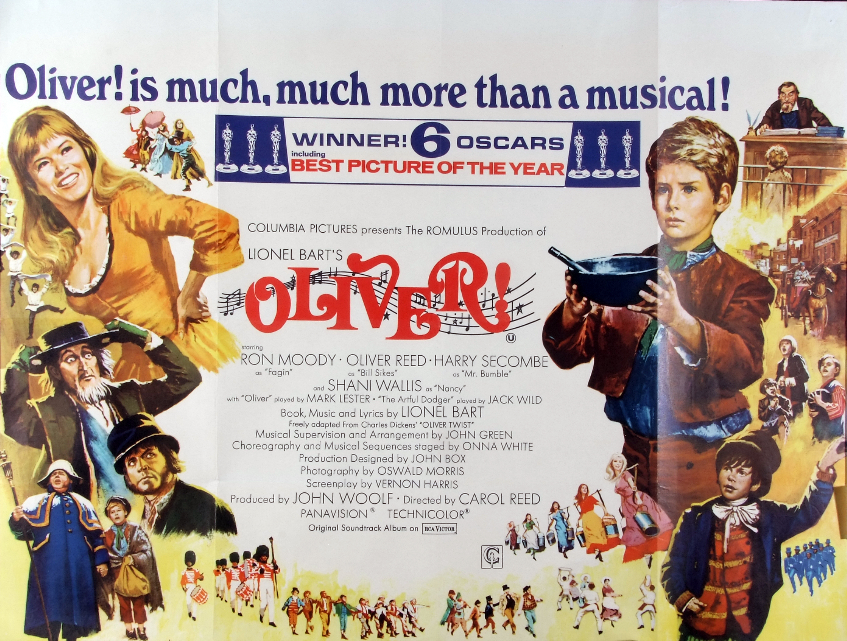 OLIVER!, film poster, starring Ron Moody, Oliver Reed and Harry Secombe ...