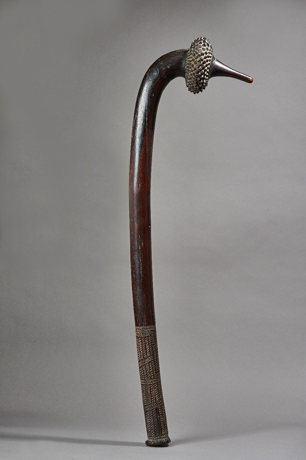 A Fijian hardwood war club (Totokia) with traditional pineapple shaped ...