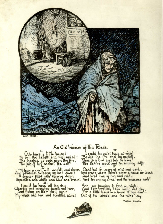 Cuala Press: Hand Coloured Print, An Old Woman of the Road after ...