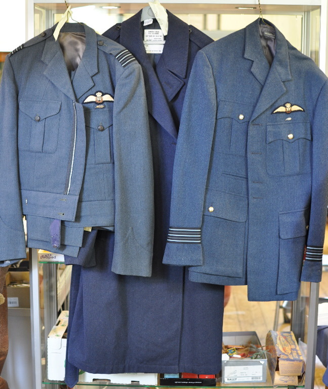 An RAF Wing Commander's number 1 uniform, a battle dress uniform, two ...