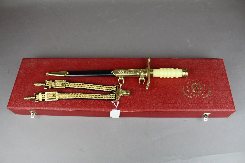 Cased East German Navy Generals dagger with straps. The dagger having ...